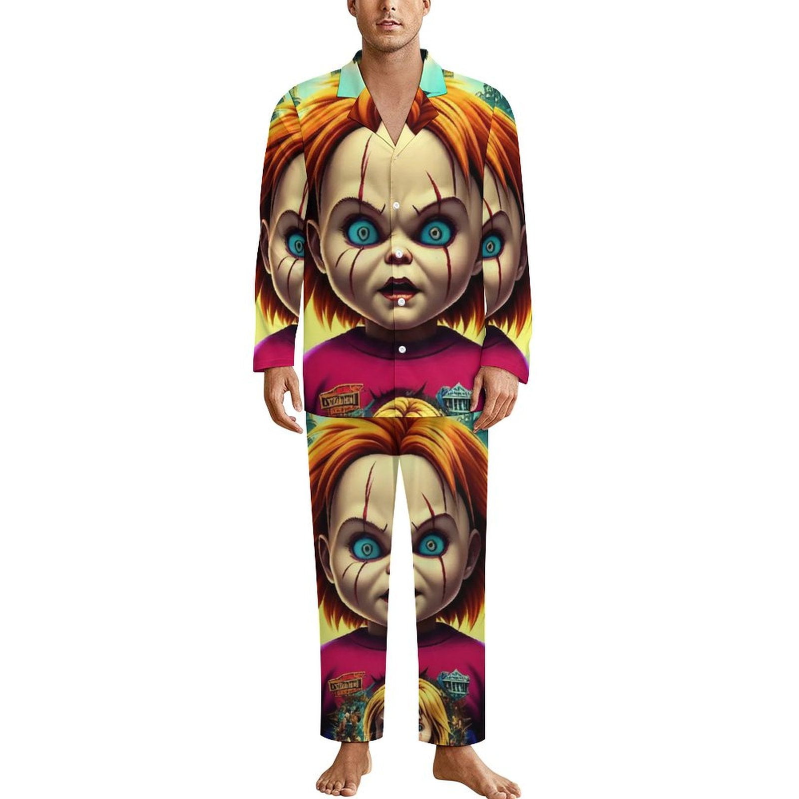 Chucky Horror Long Sleeved Pajama Set for Men Sleepwear Sets Soft ...