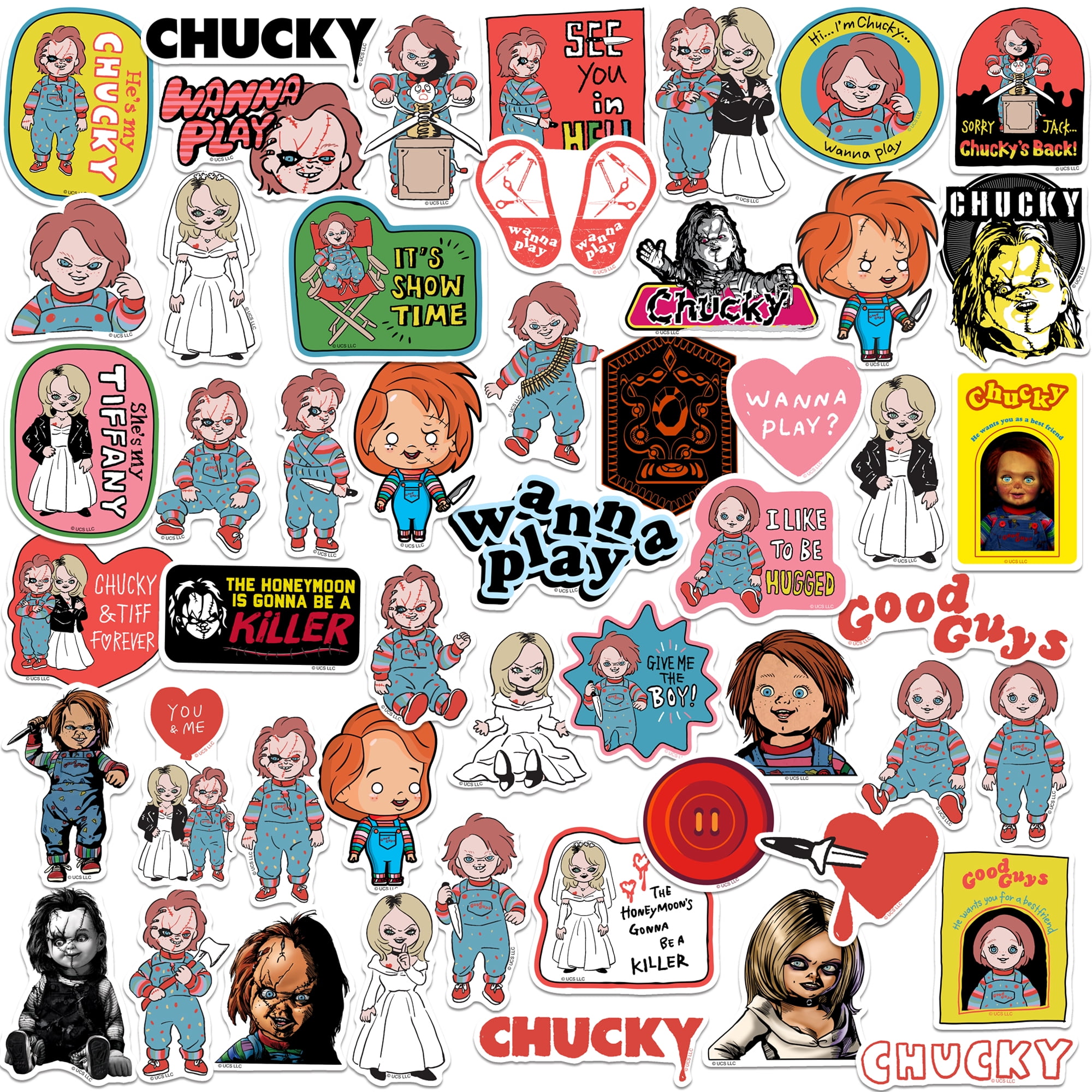 Chucky Horror Movie 50ct Vinyl Large Deluxe Stickers Variety Pack ...