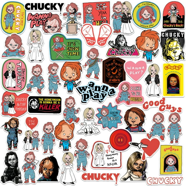 Chucky Horror Movie 50ct Vinyl Large Deluxe Stickers Variety Pack ...
