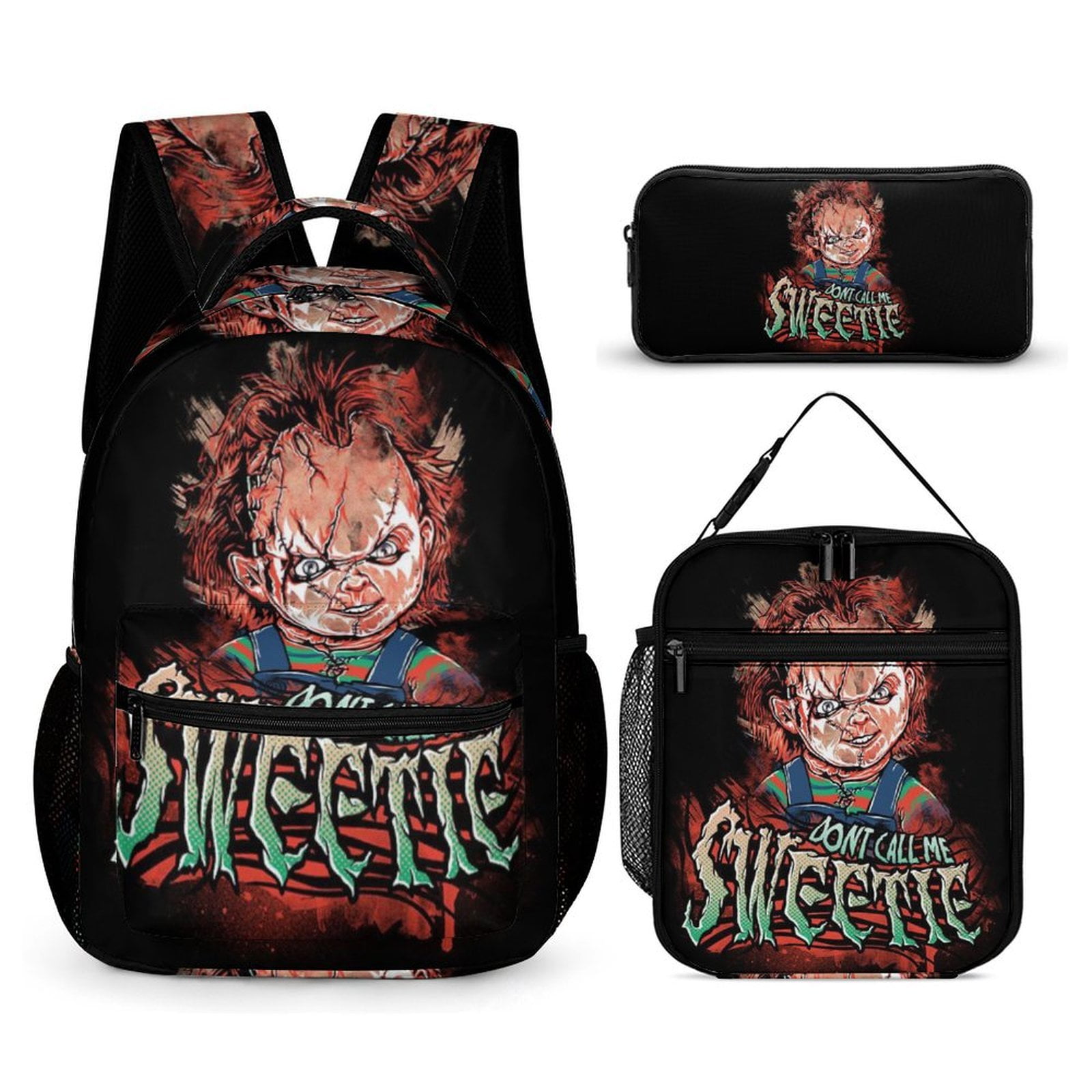 Chucky Horror Movie Backpack 3 Piece Set Large Capacity Schoolbag ...