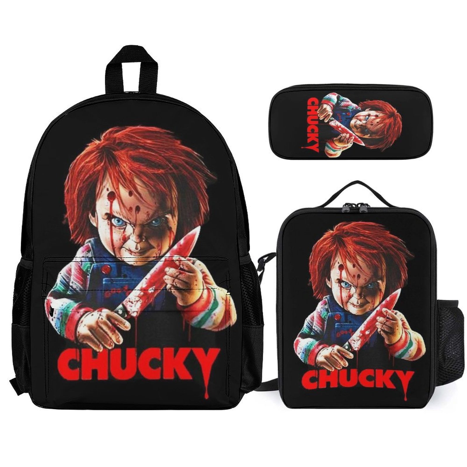 Chucky Horror Movie Backpack 3Pcs Set Lunch Box Stationery Case Bookbag ...