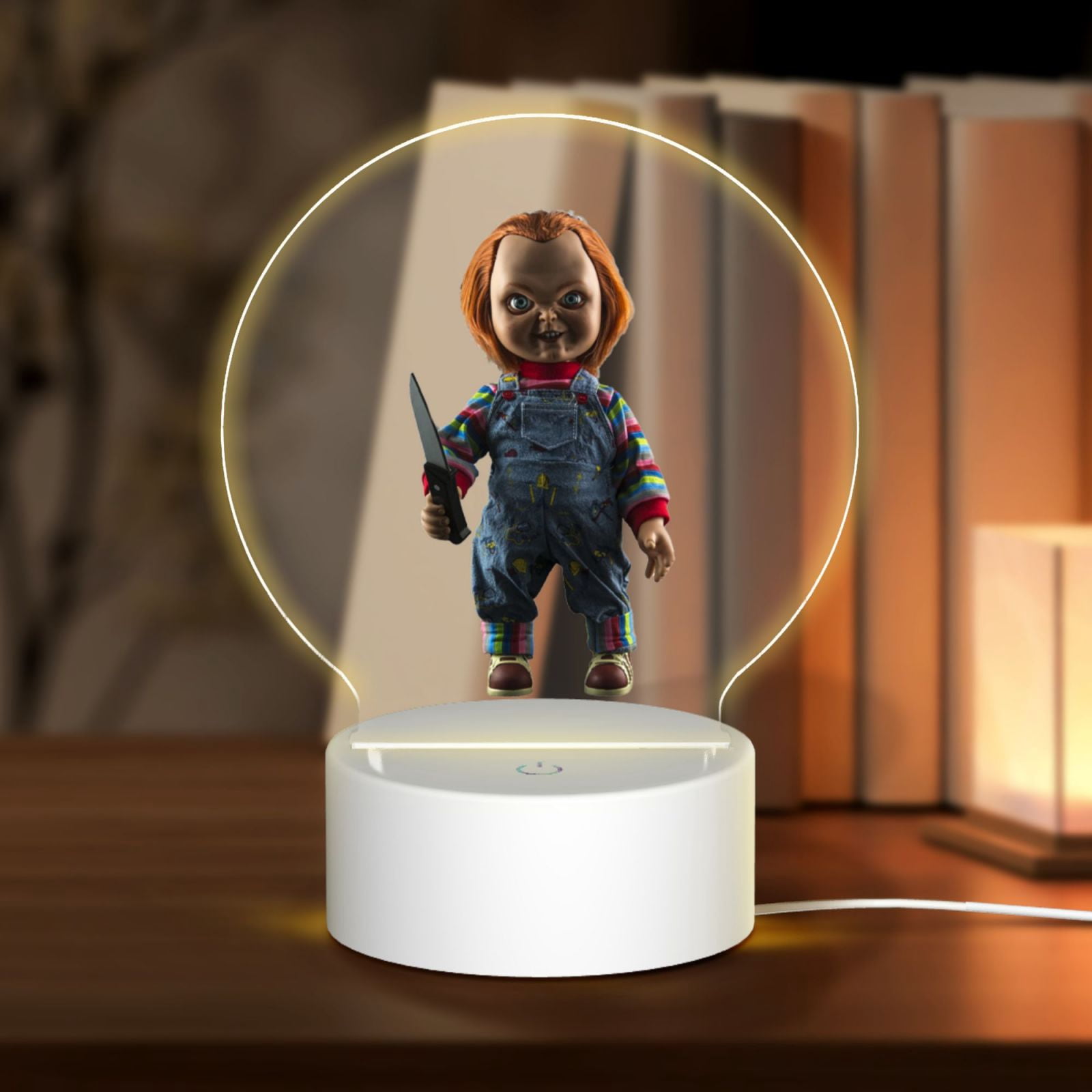 Chucky Horror Movie Round Acrylic Night Light Decoration USB Cable LED ...