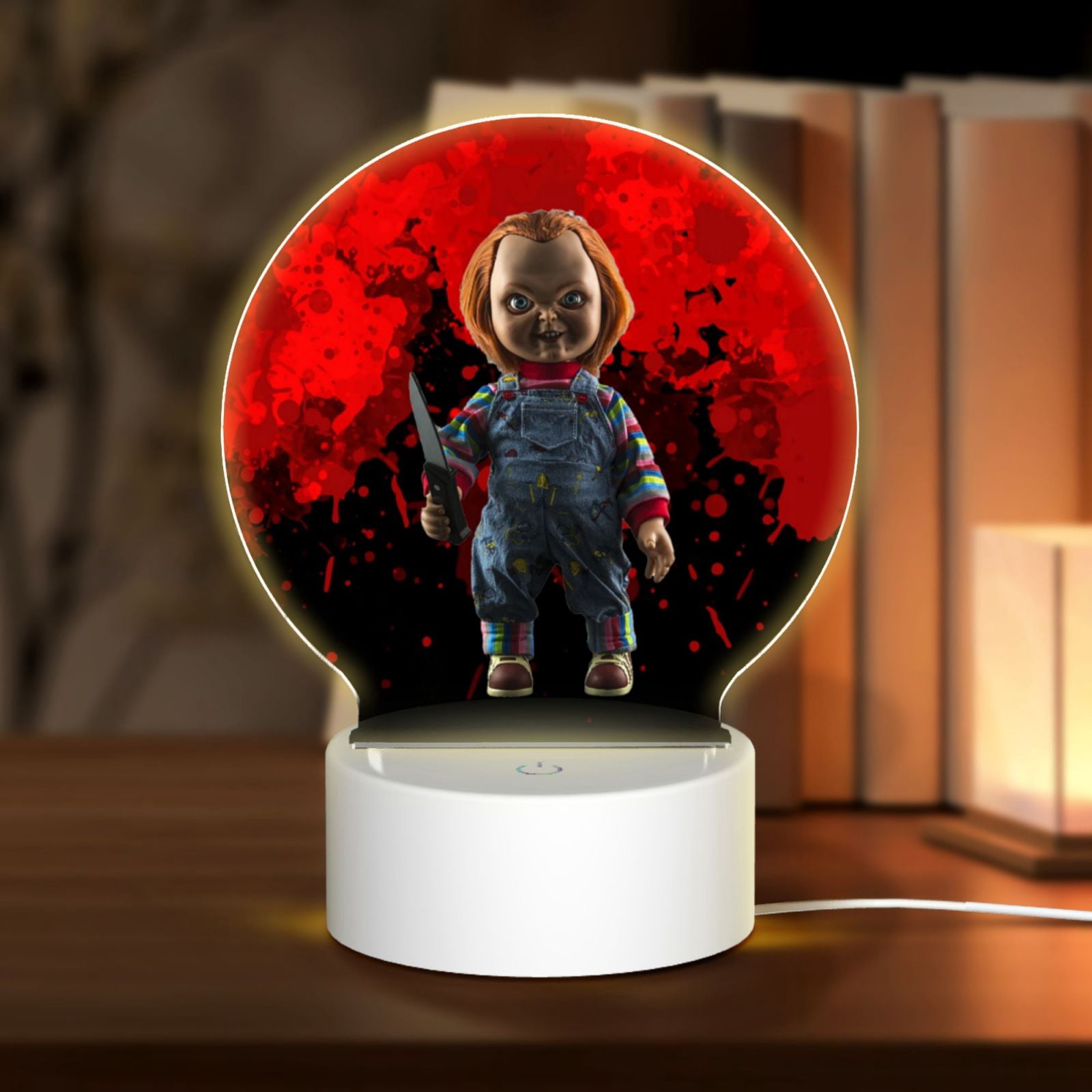 Chucky Horror Movie Round Acrylic Night Light Decoration USB Cable LED ...