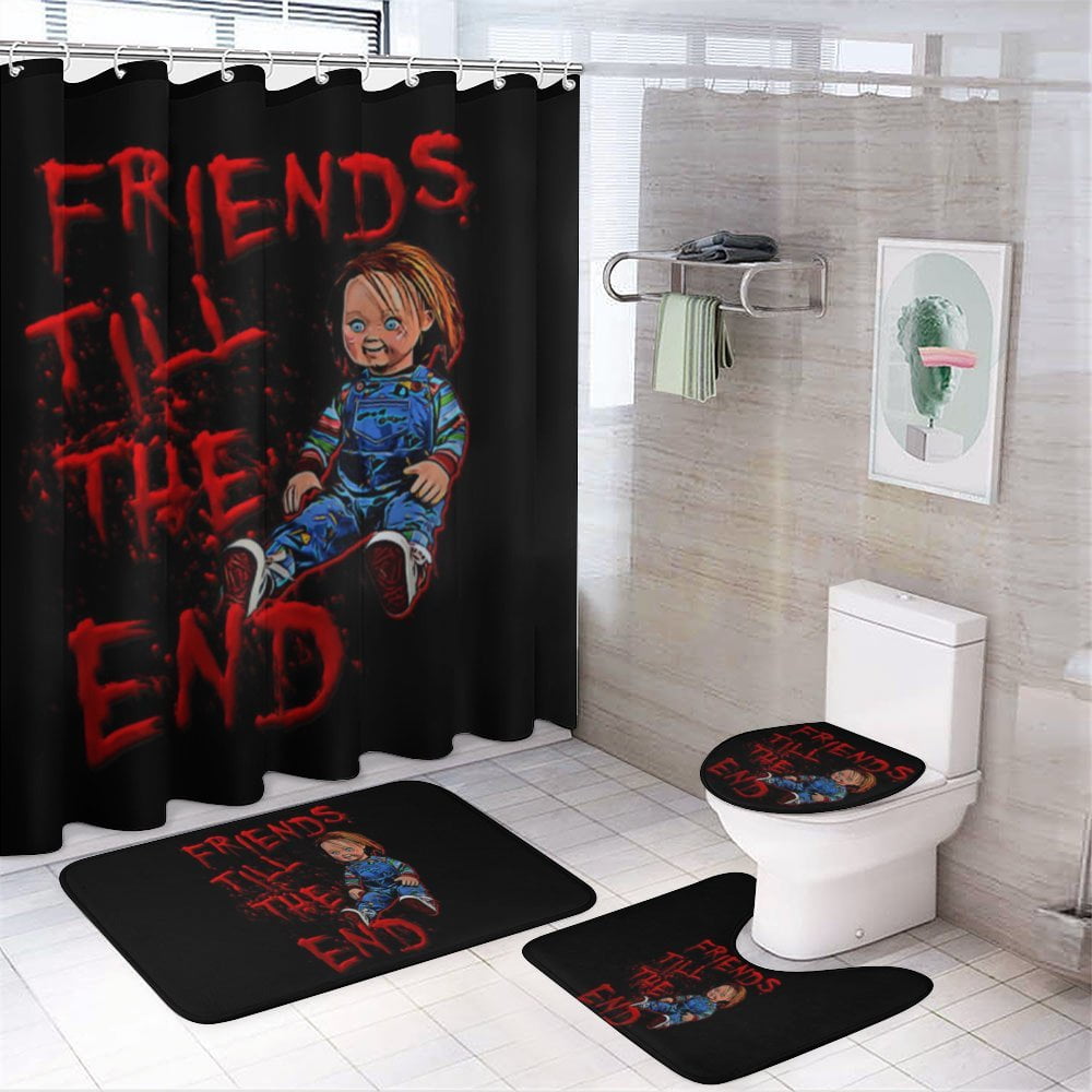 Chucky Horror Movie Shower Curtain Sets 4 Piece Bathroom Set Shower ...