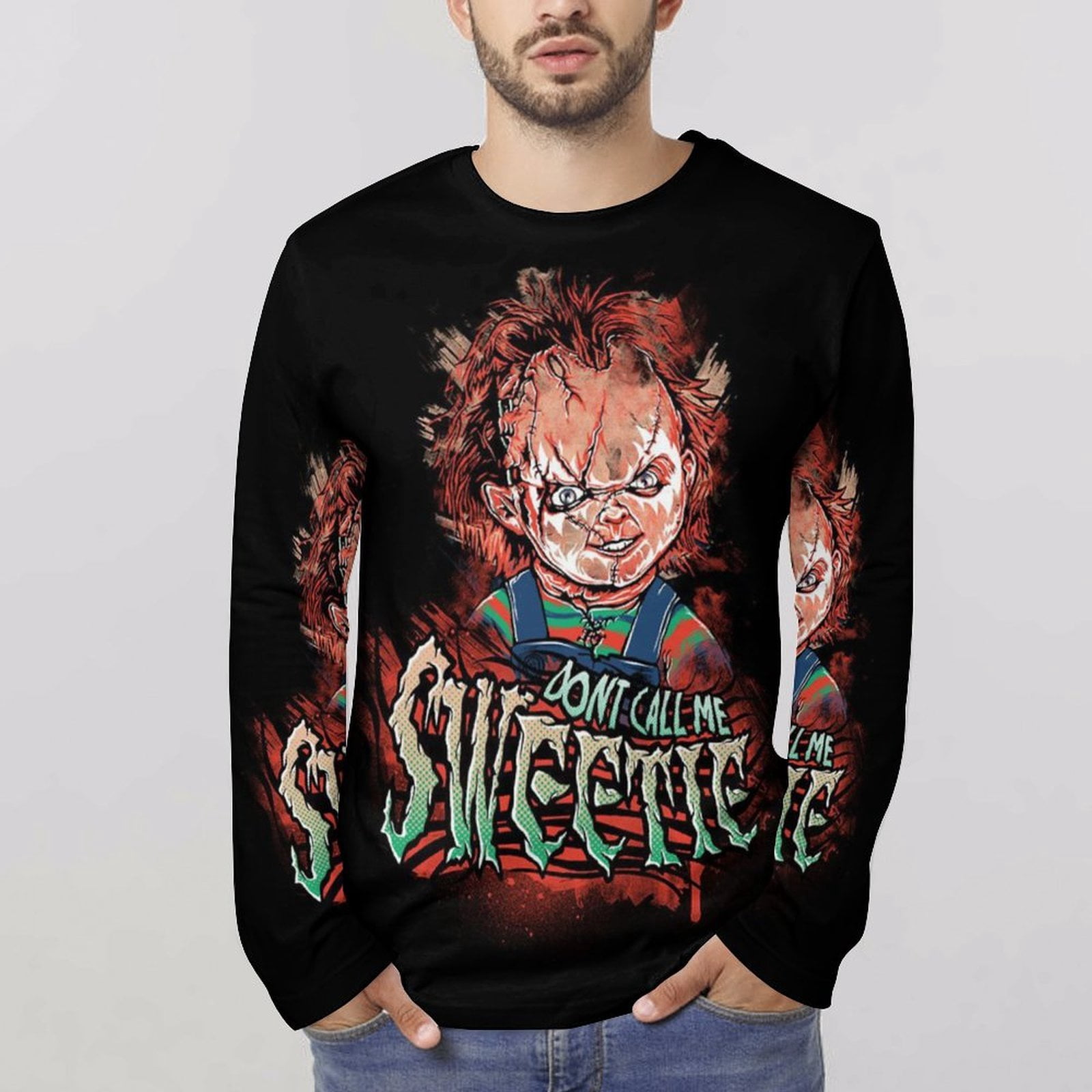 Chucky Horror Movie T-shirt for Men Long Sleeve Top Casual Lightweight ...