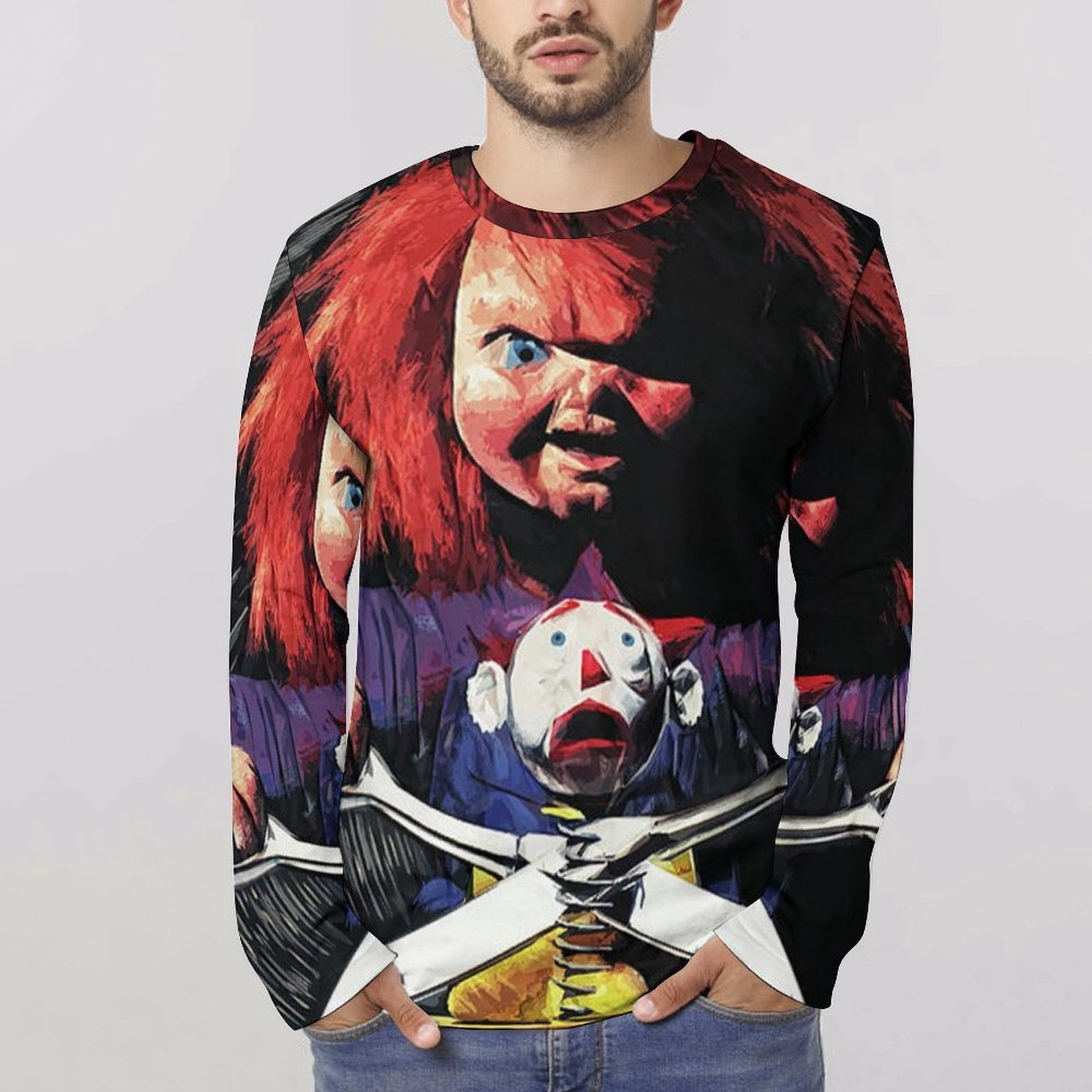 Chucky Horror Movie T-shirt for Men Long Sleeve Top Casual Lightweight ...