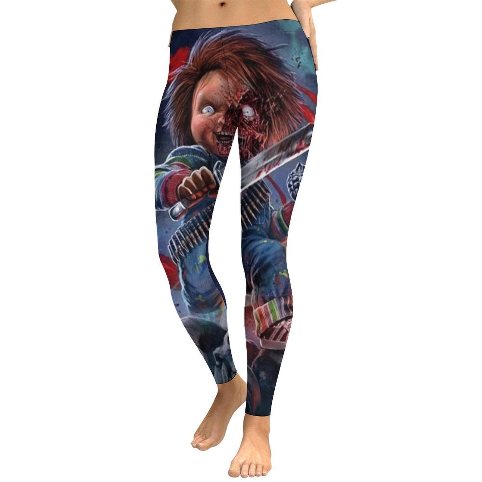 Chucky Horror Skull Women's Yoga Pants High Waisted Tummy Control Non ...