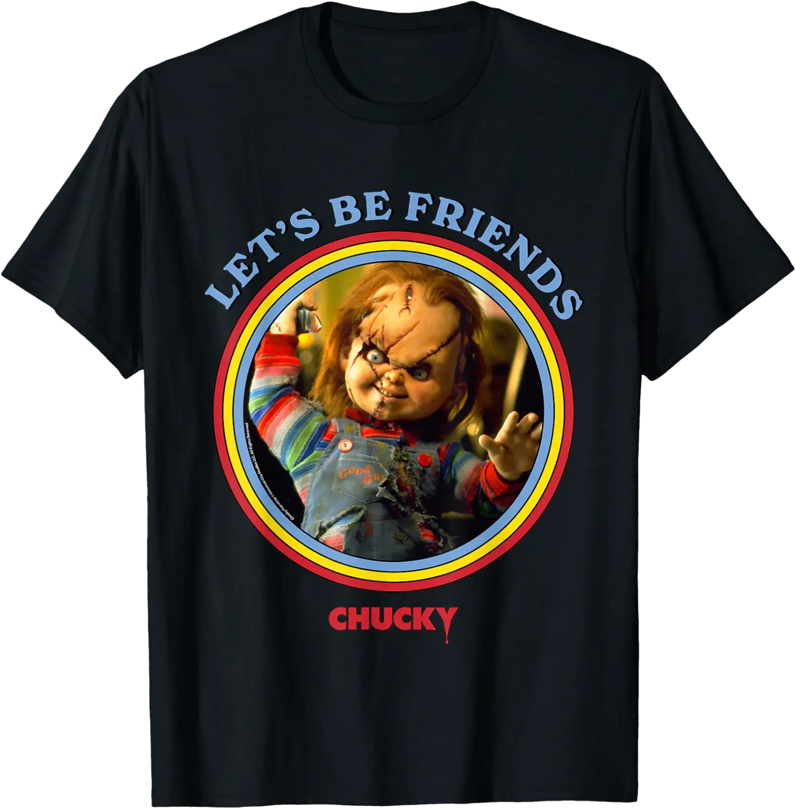 Chucky Let’S Be Friends Scary Horror Good Guys Doll T-Shirt - Walmart.com