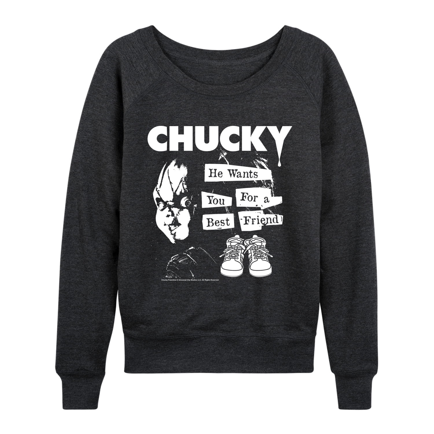 Chucky - Magazine - Women's French Terry Long Sleeve Pullover - Walmart.com