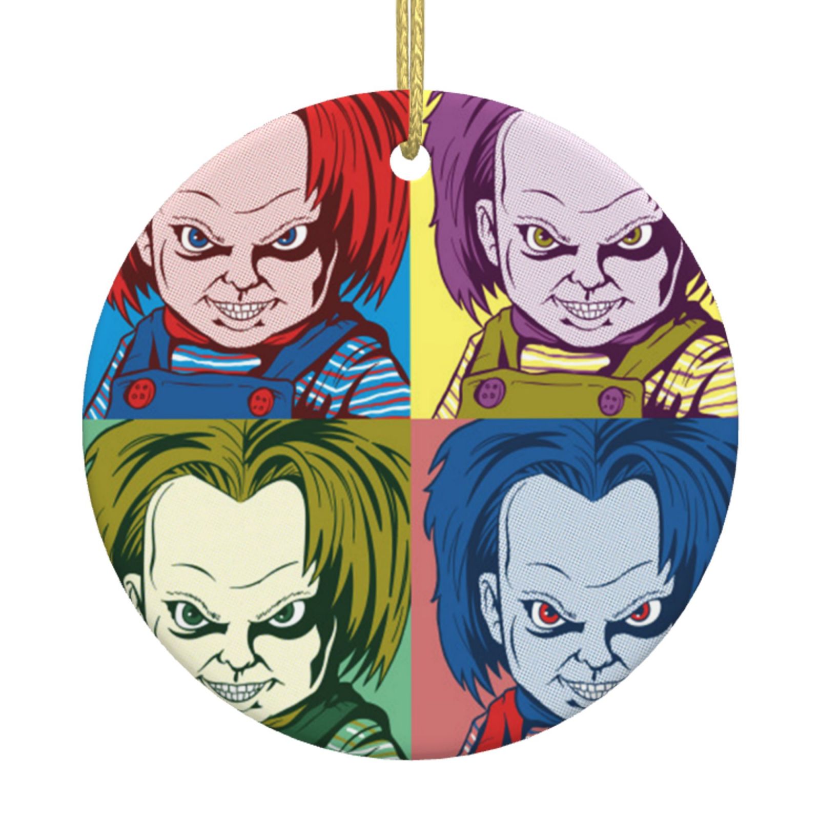 Chucky Movie Scary Christmas Tree Hanging Ornaments Ceramic Round Xmas ...