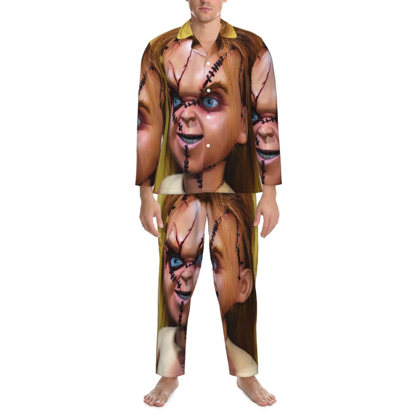 Chucky Pajama Sets Long Sleeve Button Down Pajamas Set For Women Men ...