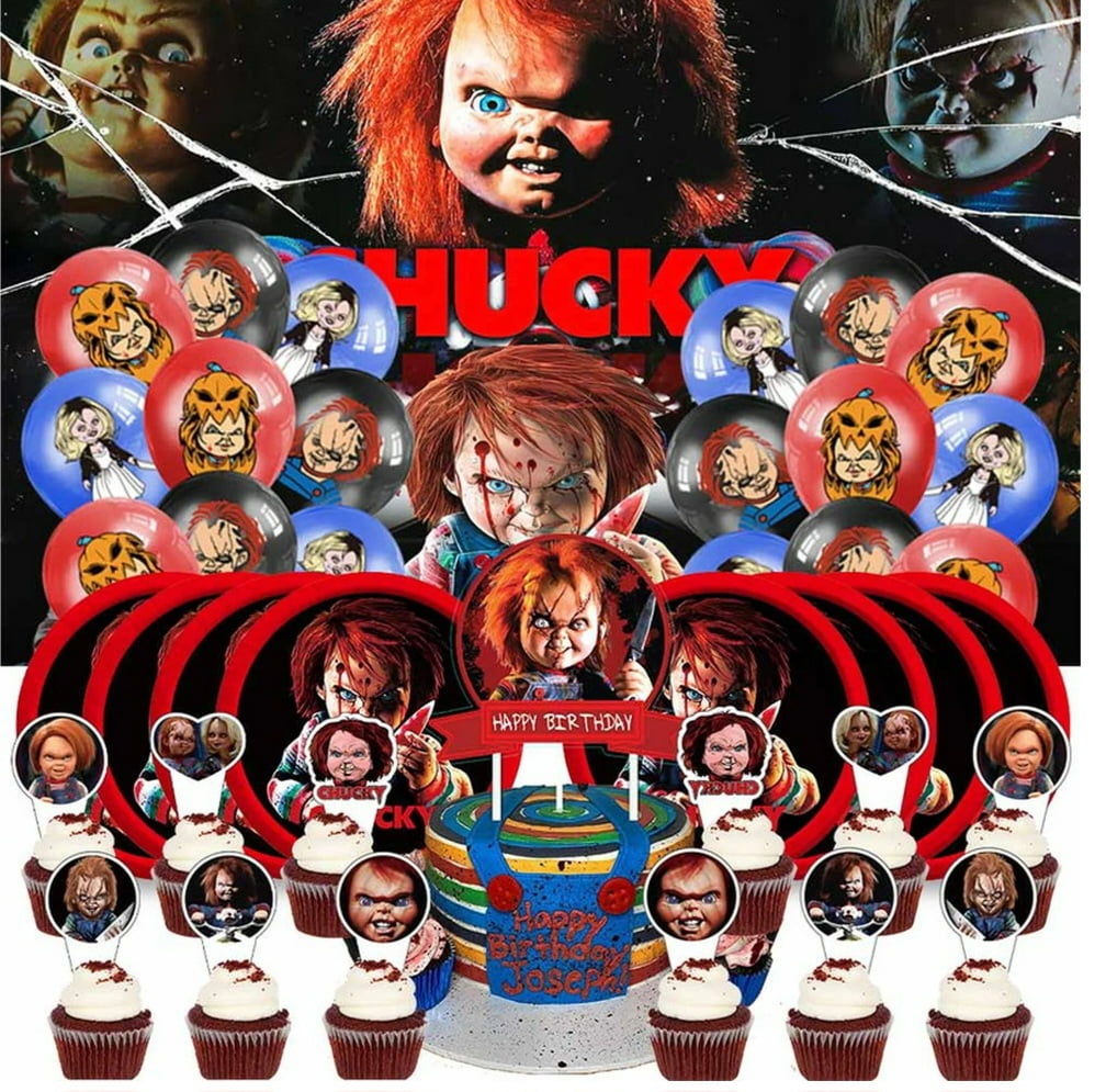 Chucky Party Banner Tableware Decorations Cake Topper Balloons Supplies ...