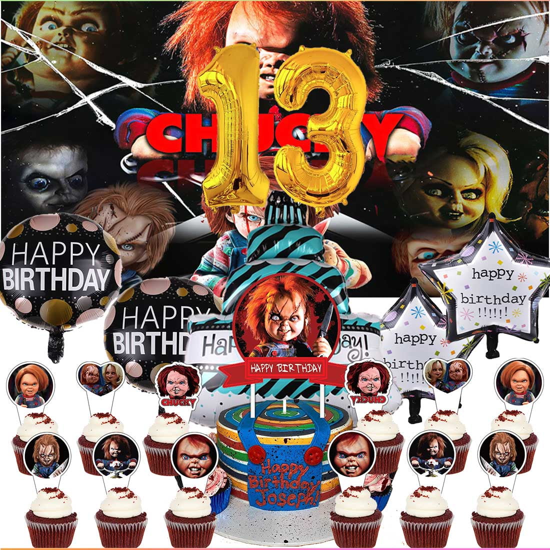 Chucky Party Supplies Decor 13th Kit Balloons Birthday Cake Topper ...