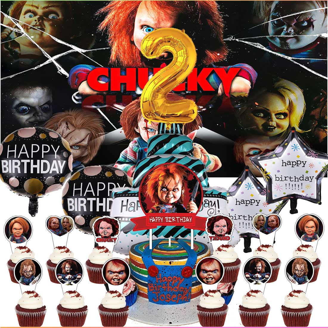 Chucky Party Supplies Decor 2nd Kit Balloons Birthday Cake Topper ...