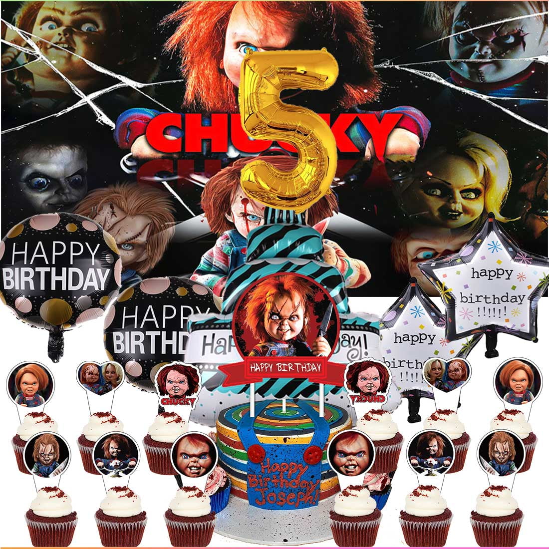 Chucky Party Supplies Decor 5th Kit Balloons Birthday Cake Topper ...