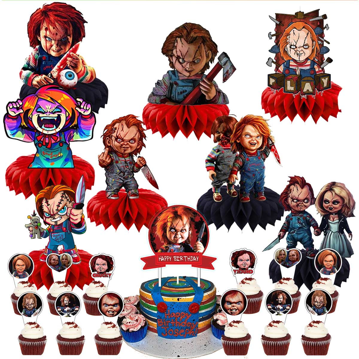 Chucky Party Supplies Table Toppers Honeycomb Centerpieces Cake Toppers ...