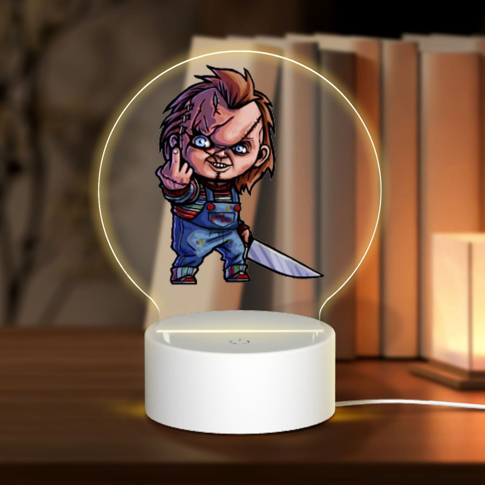Chucky Round Acrylic Night Light 3-Color Touch Control Sleep Light ...
