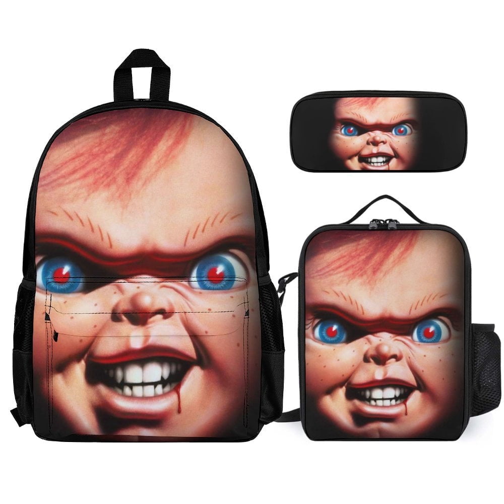 Chucky Scary Backpack 3 Pieces Set With Pencil Case Lunch Bag Shoulders ...