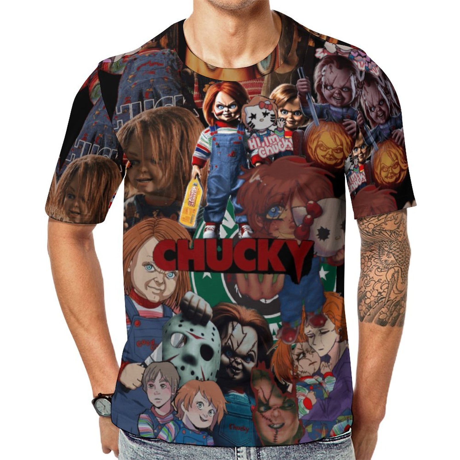 Chucky Short Sleeve Round Neck Graphic Tee 3D Pattern Printed Tops ...