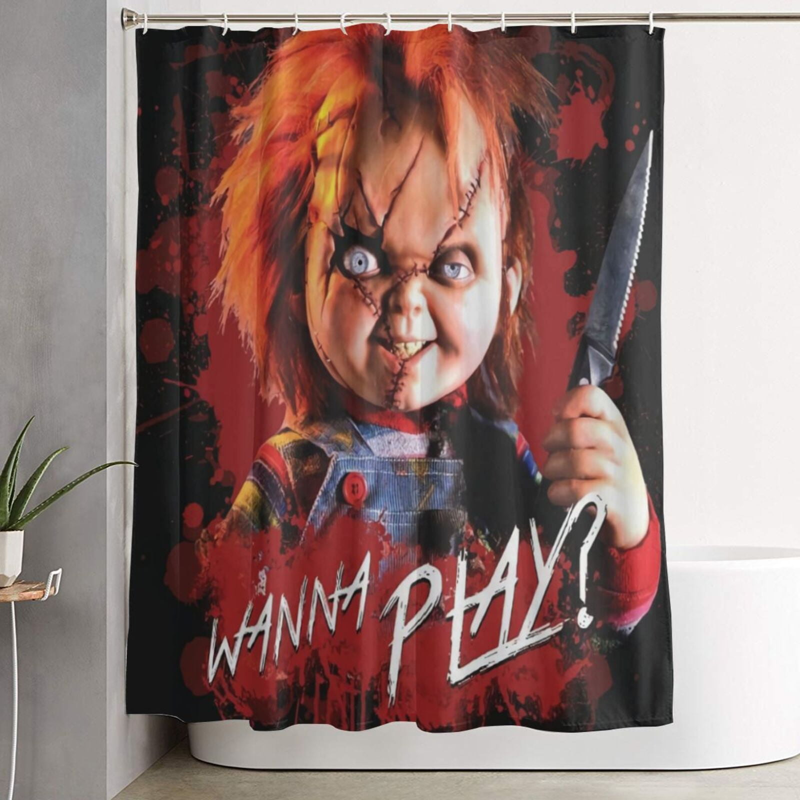 Chucky Shower Curtain Cartoon Art Bath Shower Curtains with 12 Hooks ...