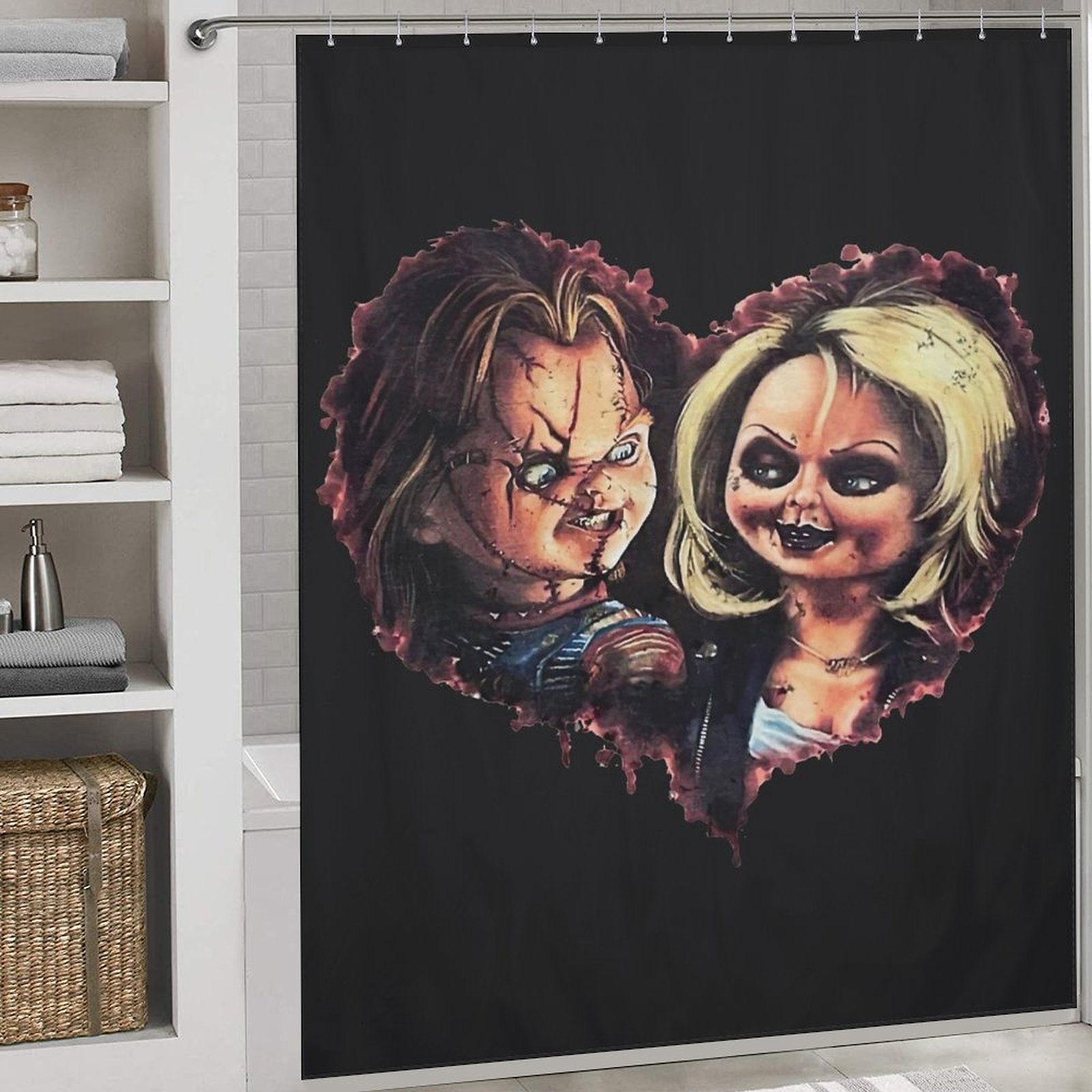 Chucky Shower Curtain,Halloween Pattern Curtain Sets with 12 Hooks ...