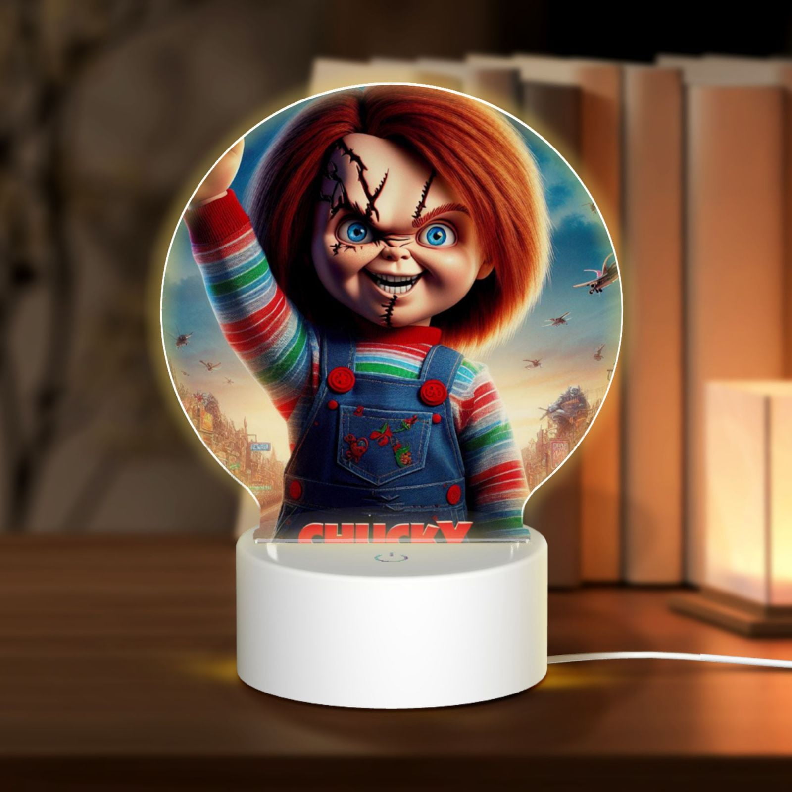 Chucky The Doll Round Acrylic Night Light Decoration USB Cable LED Lamp ...