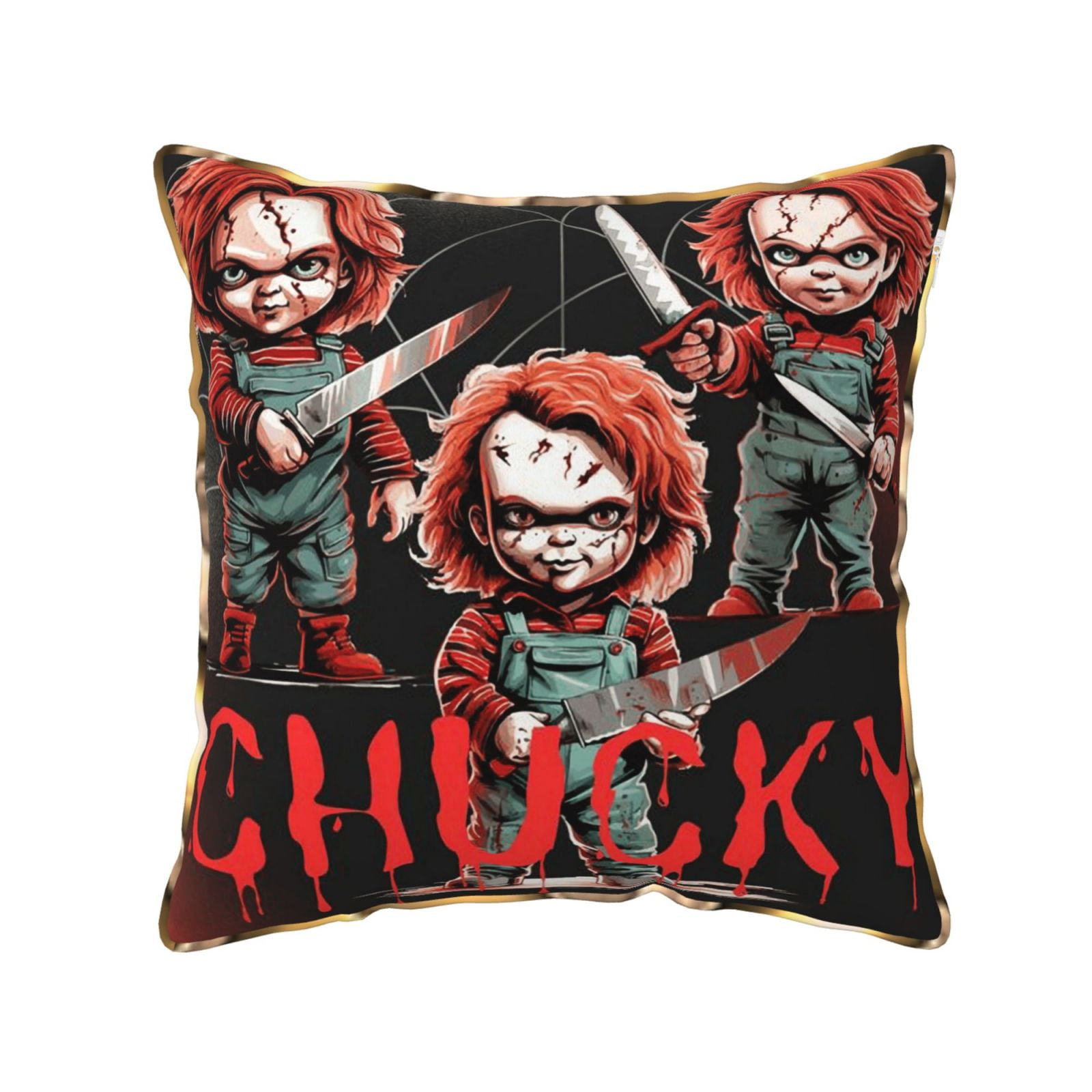 Chucky Throw Pillow Covers Square Contrast Piping Velvet Cushion Case ...