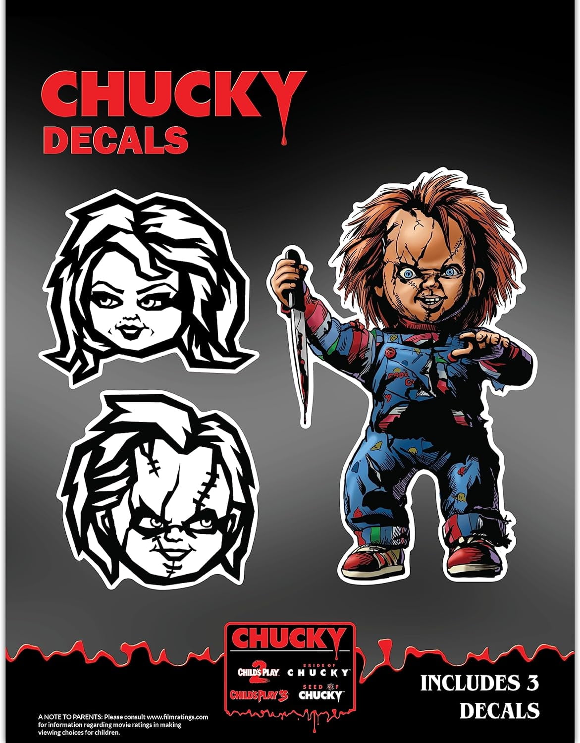 Chucky & Tiffany Child's Play Decals - Set of 3 Vinyl Stickers for Car ...