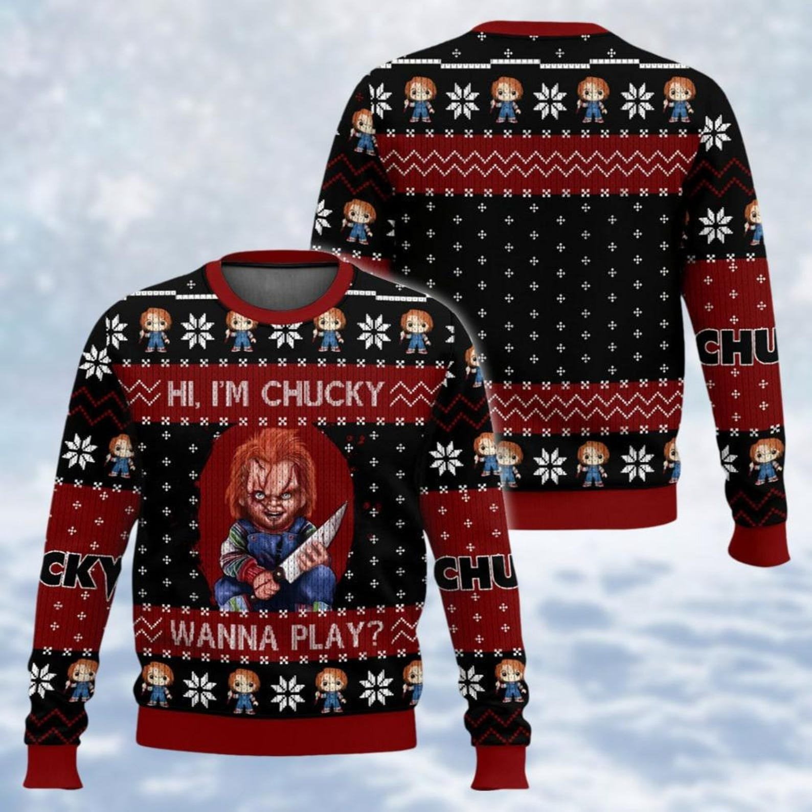 Chucky Ugly Christmas Sweater, Horror Movie Shirt, Chucky Doll Holiday ...