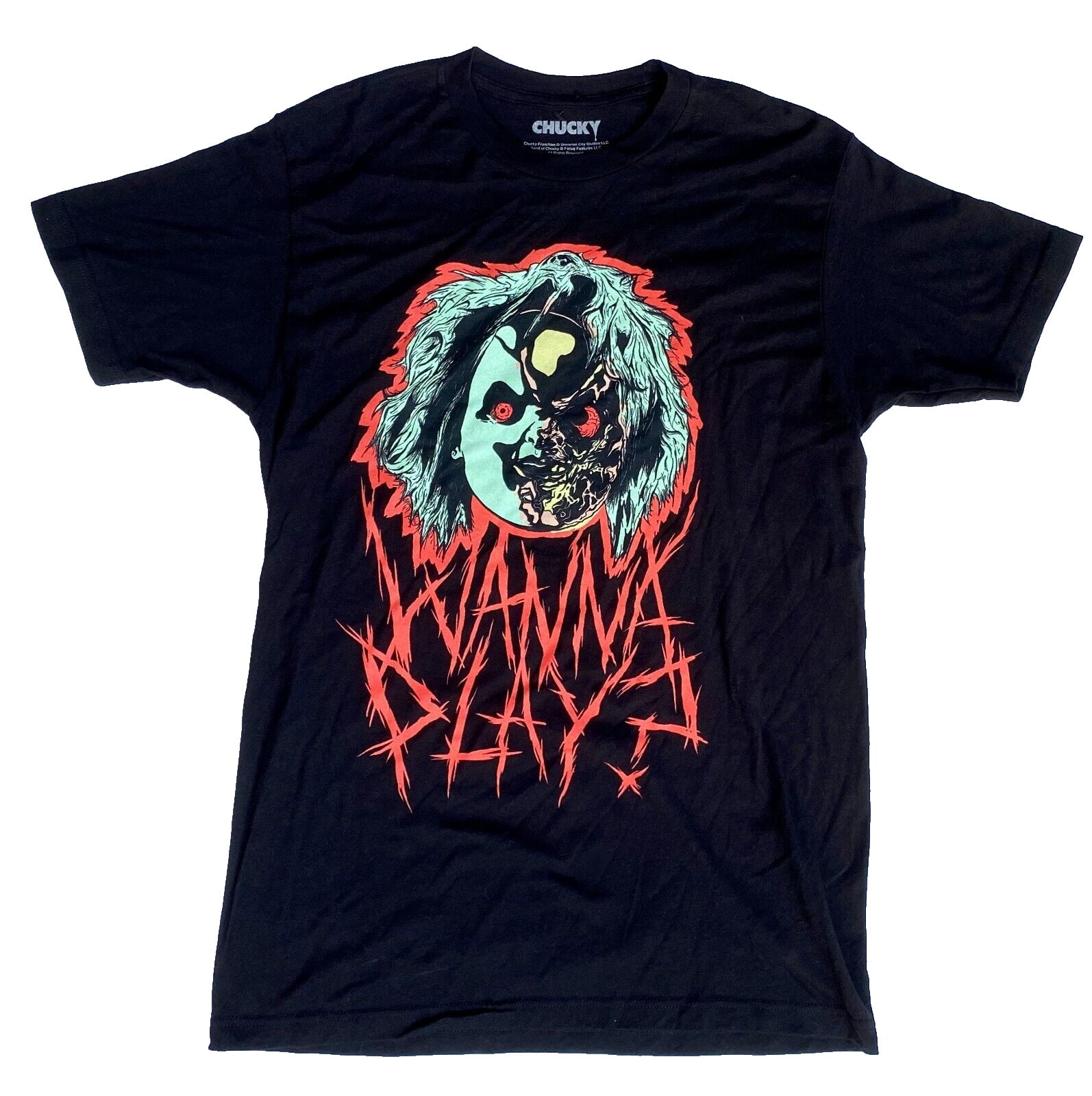 Chucky Wanna Play" Horror Men's Black T-Shirt Size MEDIUM OFFICIAL ...