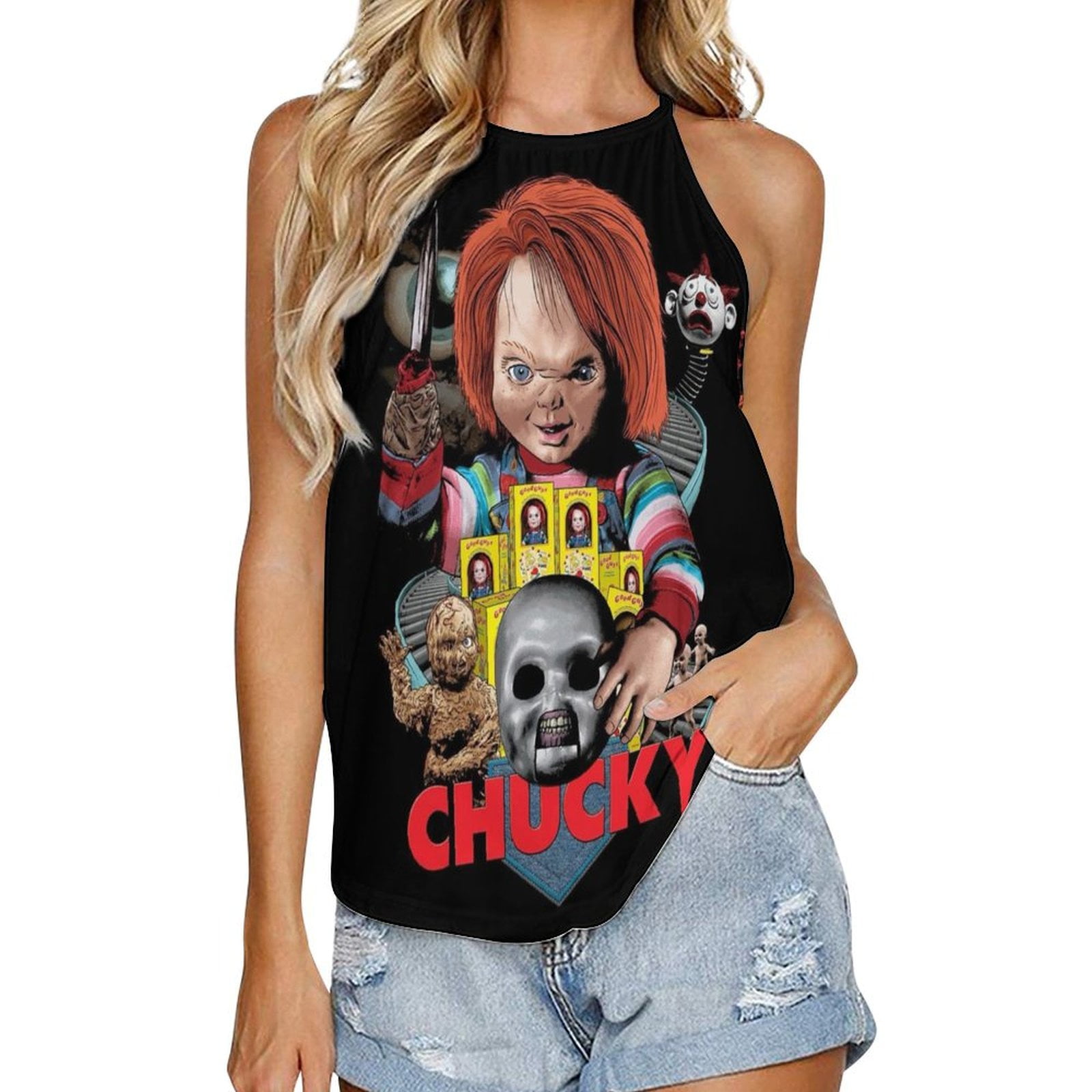Chucky Womens Tank Tops Print Camisole Summer Casual Sleeveless Shirts ...