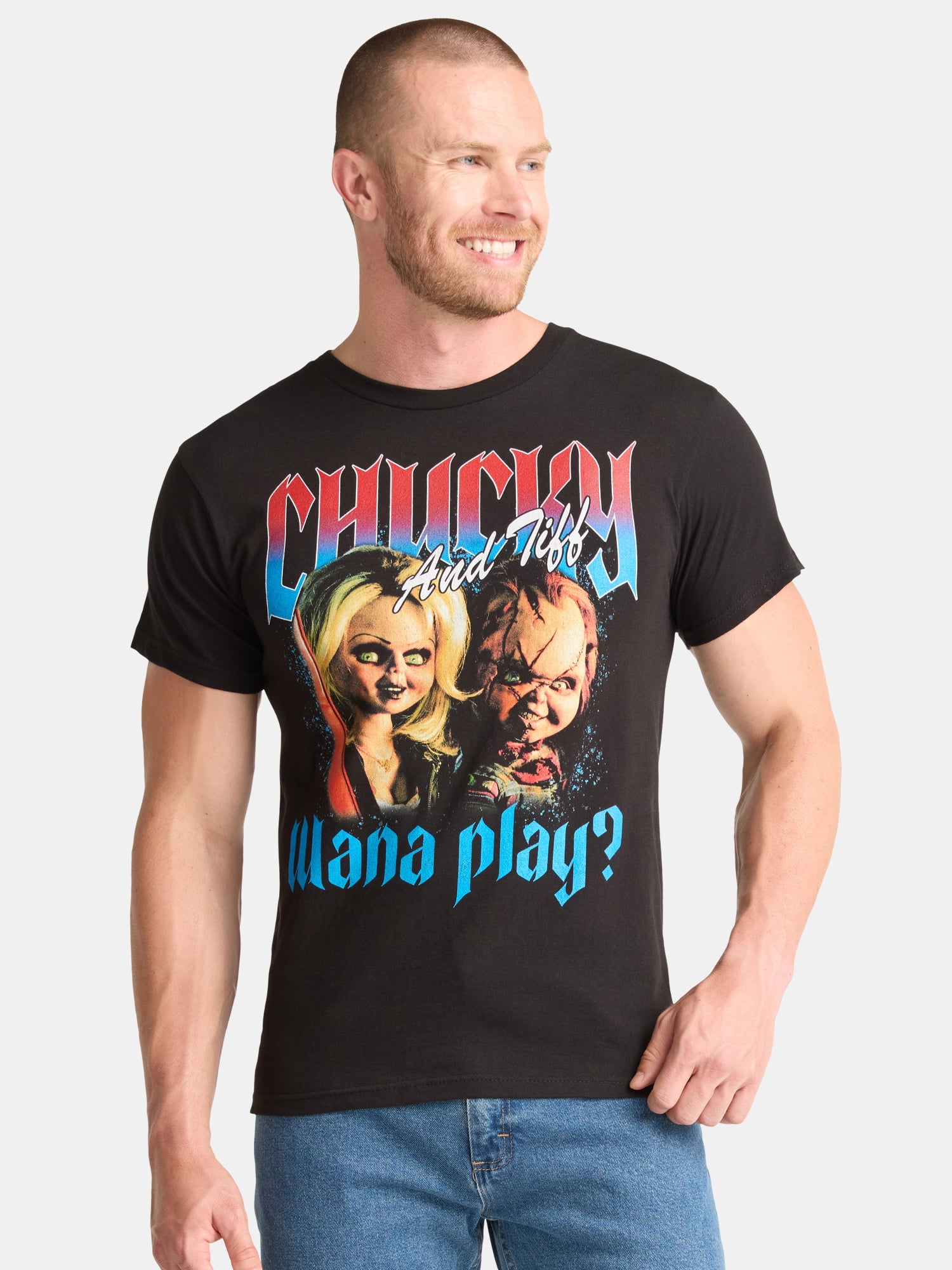 Chucky and Tiff Men's and Big Men's Cotton Graphic Tee with Short ...