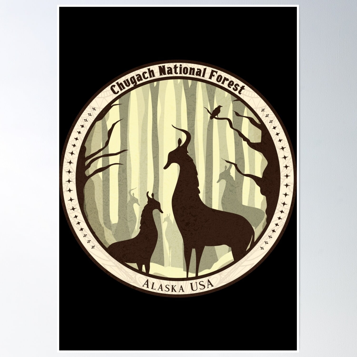 Chugach National Forest Mystical Deer Poster Wall Art, Modern Wall ...