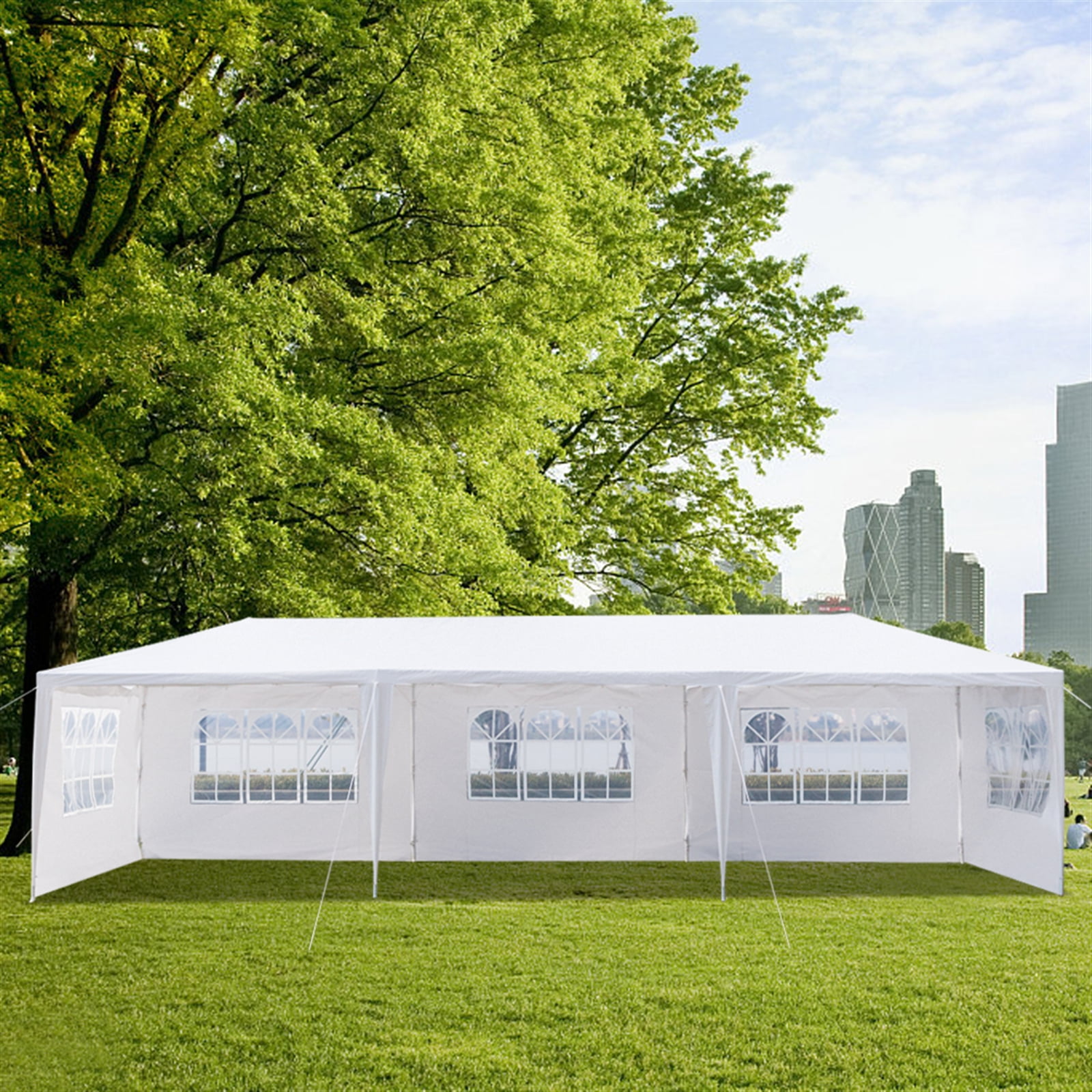 Chuhedianzi 30' x 10' White Outdoor Canopy, Waterproof Easy Set Up ...