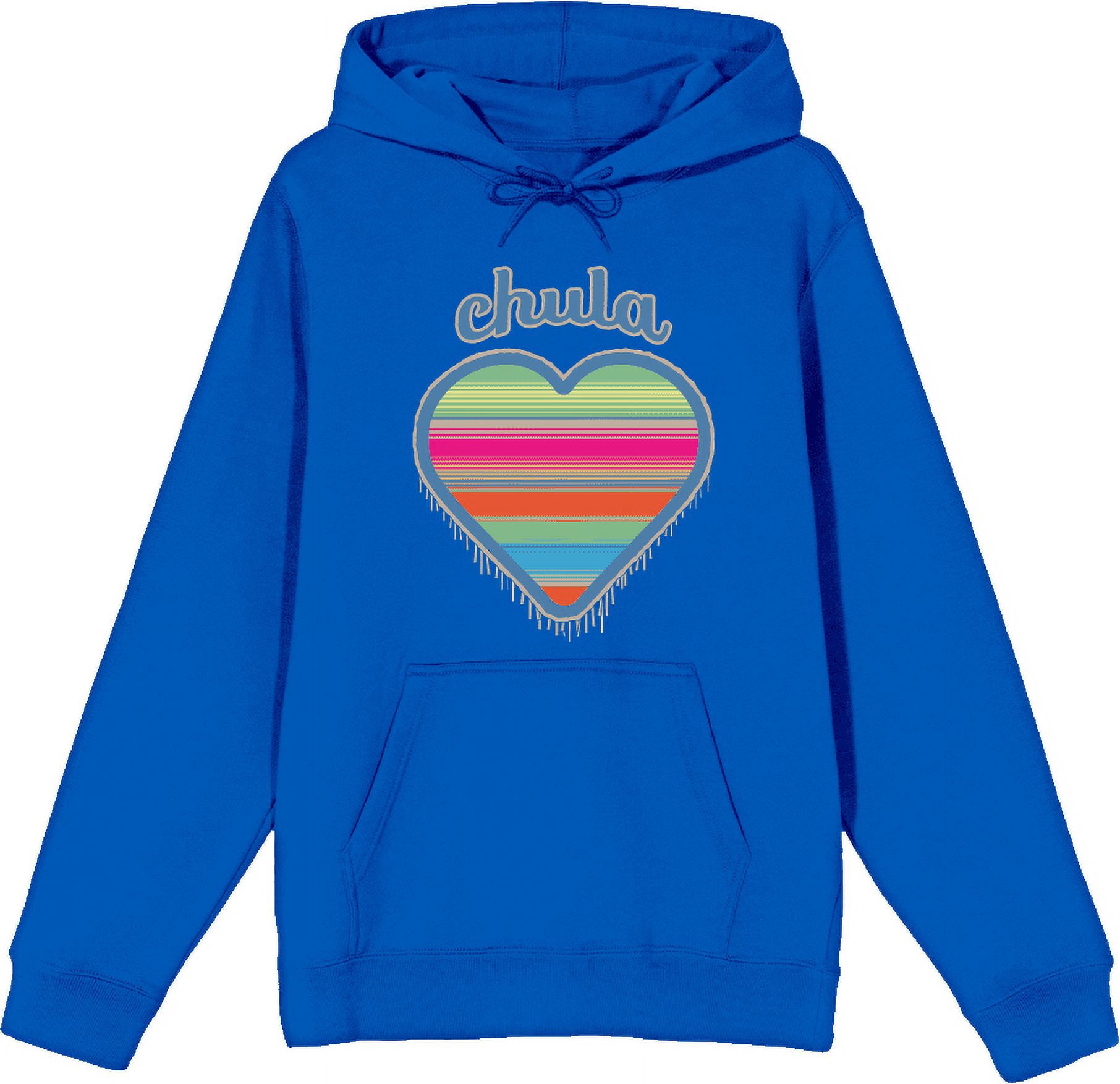 Chula Mexican Woven Heart Sarape Adult Blue Long Sleeve Hoodie-Medium ...