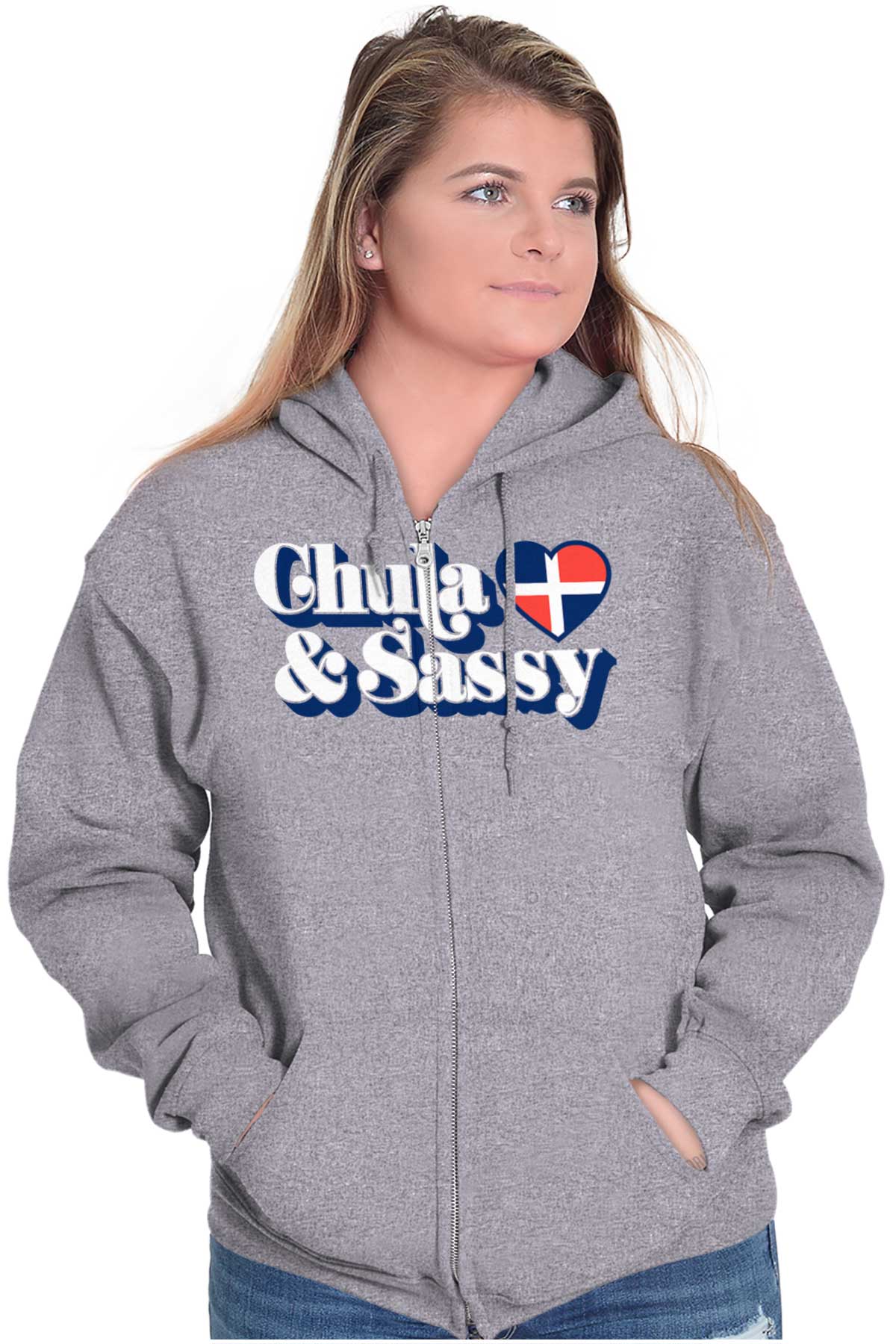 Chula and Sassy Cute Proud Dominicana Zip Hoodie Sweatshirt Women ...