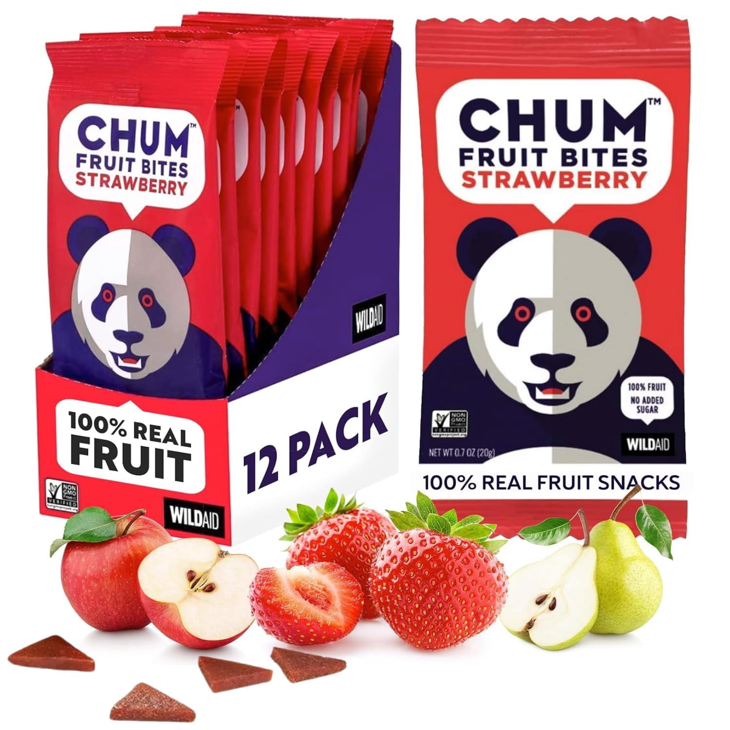 Chum Fruit Bites 100% ESF27 Real Fruit Snacks-Strawberry, Non-GMO, No ...