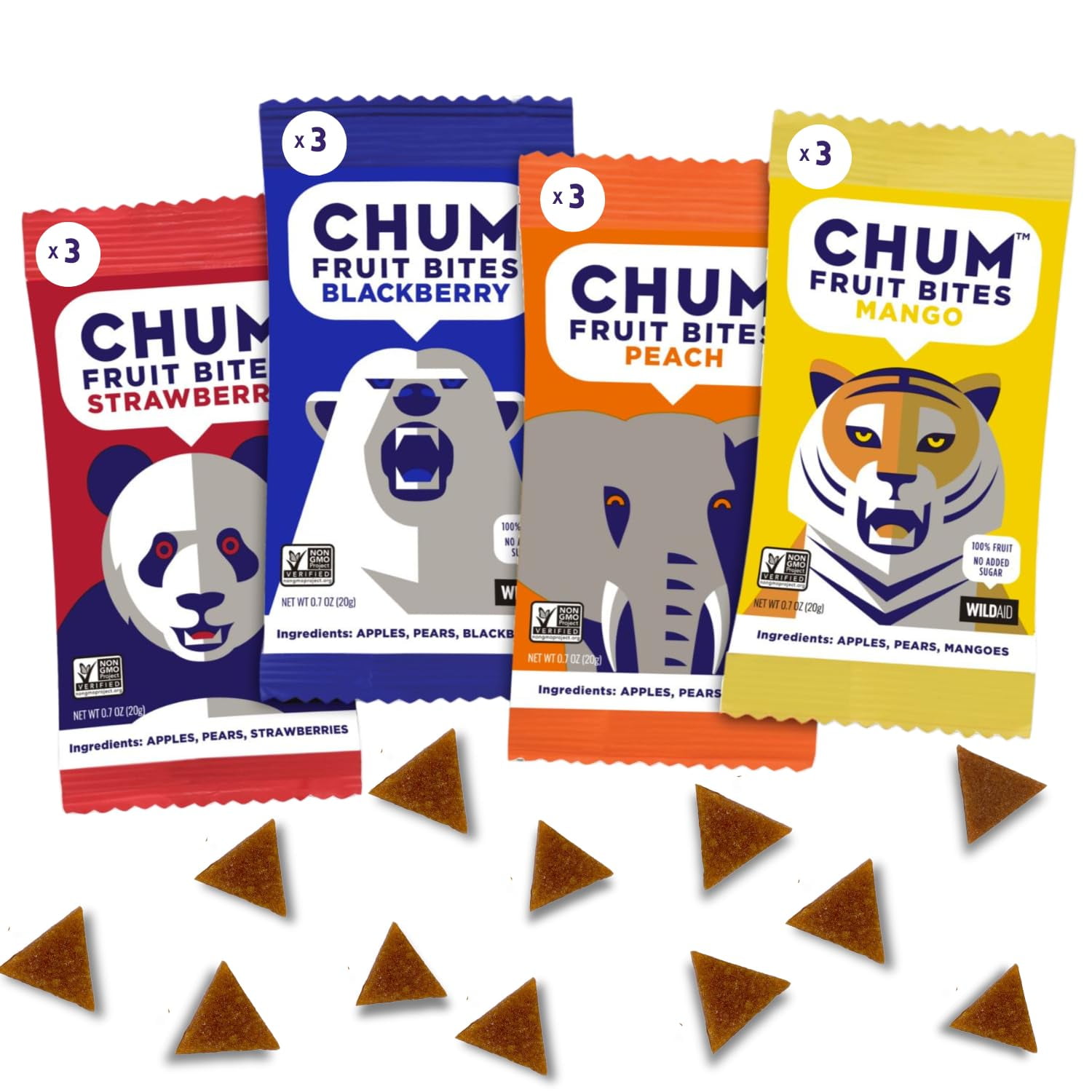Chum Fruit Bites 100% Real Fruit BSL1 Snacks-Variety, 12-Pack | No ...
