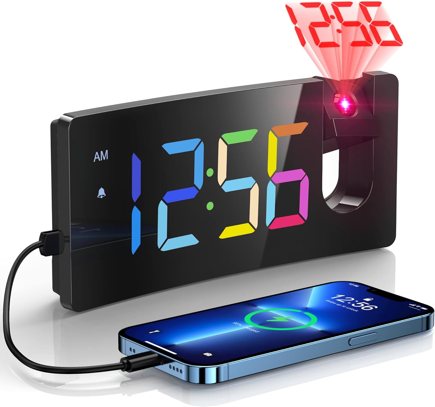 Chumajor Projection Alarm Clock, Digital Clock with 180° Rotatable ...