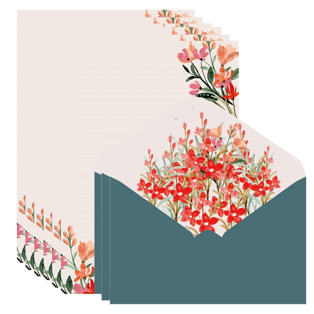 Chummist Flower Design Premium Writing Paper & Envelopes Set, 40 Sheets ...