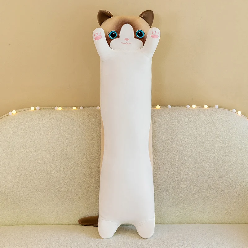 ChunLiang 19.5in Cute 50cm Cat Plush Toy Long Pink Brown Grey Sleeping Cats Leg Pillow Squishy ...
