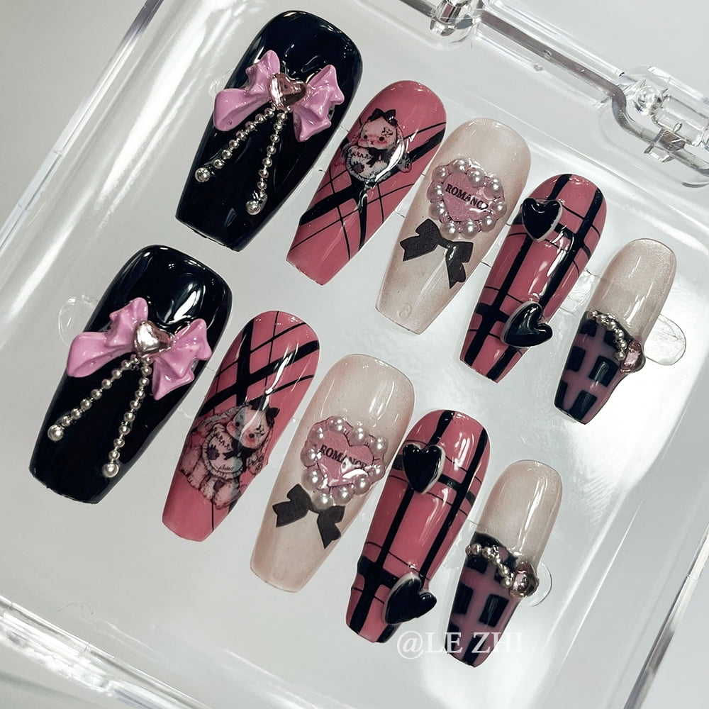 ChunLiang Kawaii Cartoon Pure Handmade Fake Nails 3D Hello Kitty ...