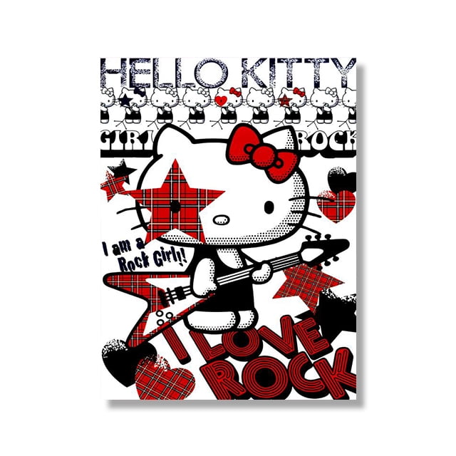 ChunLiang MINISO Cartoon Poster Sanrio Kuromi Hello Kitty Canvas Wall ...