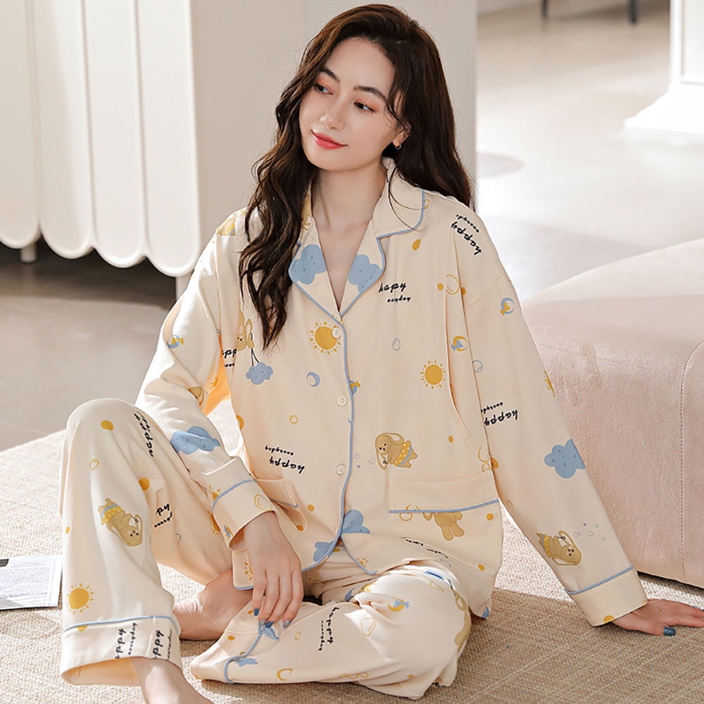 ChunLiang Pregnant Women Luxury Pajama Sets 100% Cotton Spring Autumn ...
