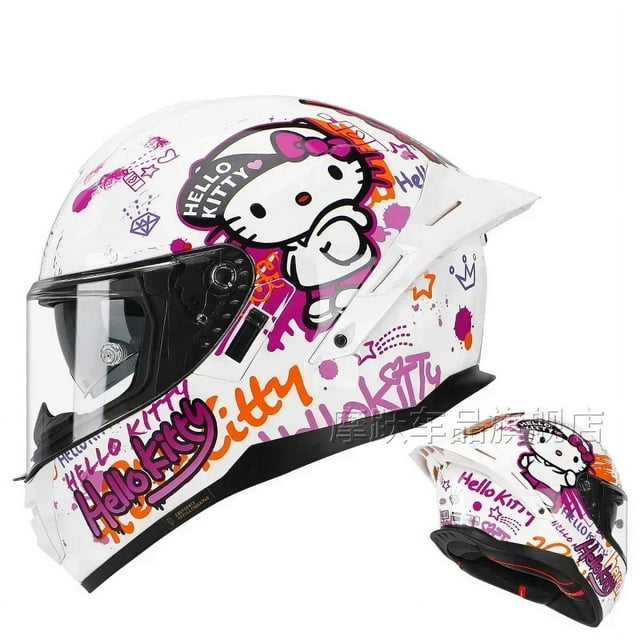 ChunLiang Sanrio Hello Kitty Motorcycle Helmet Full Face Racing Helmets ...
