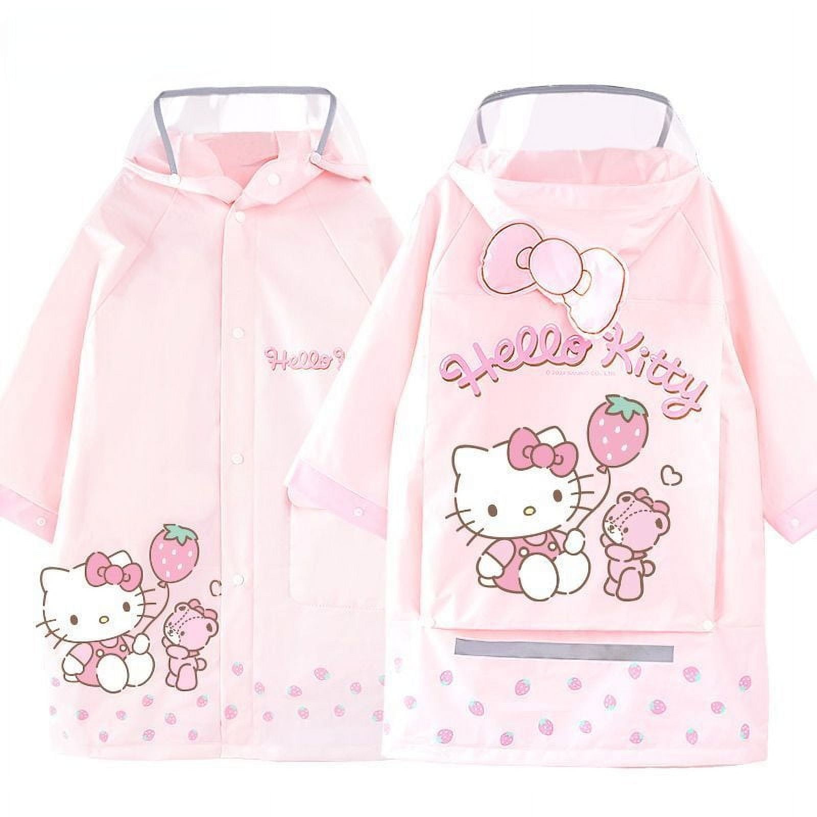 ChunLiang Sanrio Hello Kitty Raincoat with Bag Bits Big Brim Student ...