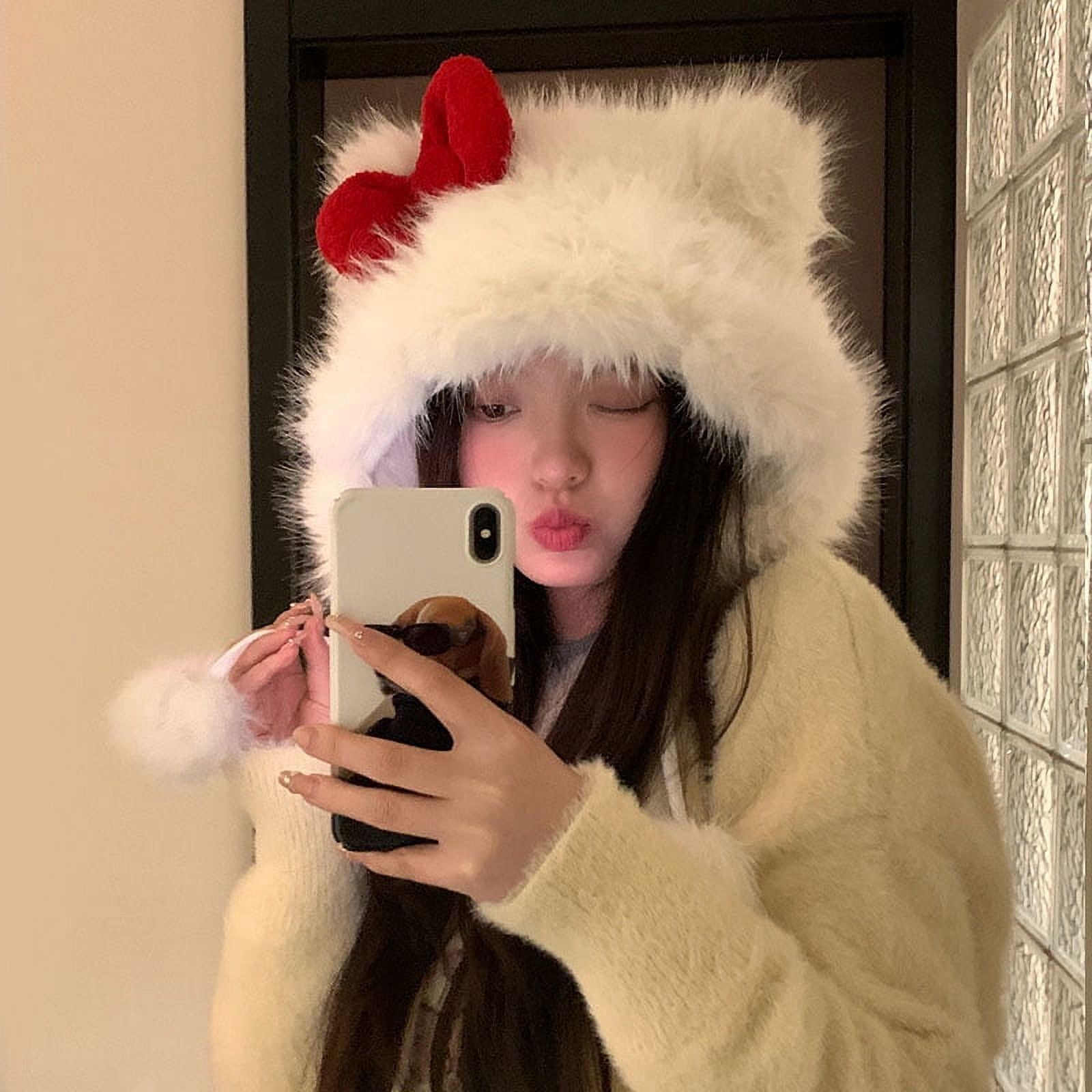 ChunLiangSanrio Hello Kitty Winter Plush Hat Cozy Warm Ear Protection ...