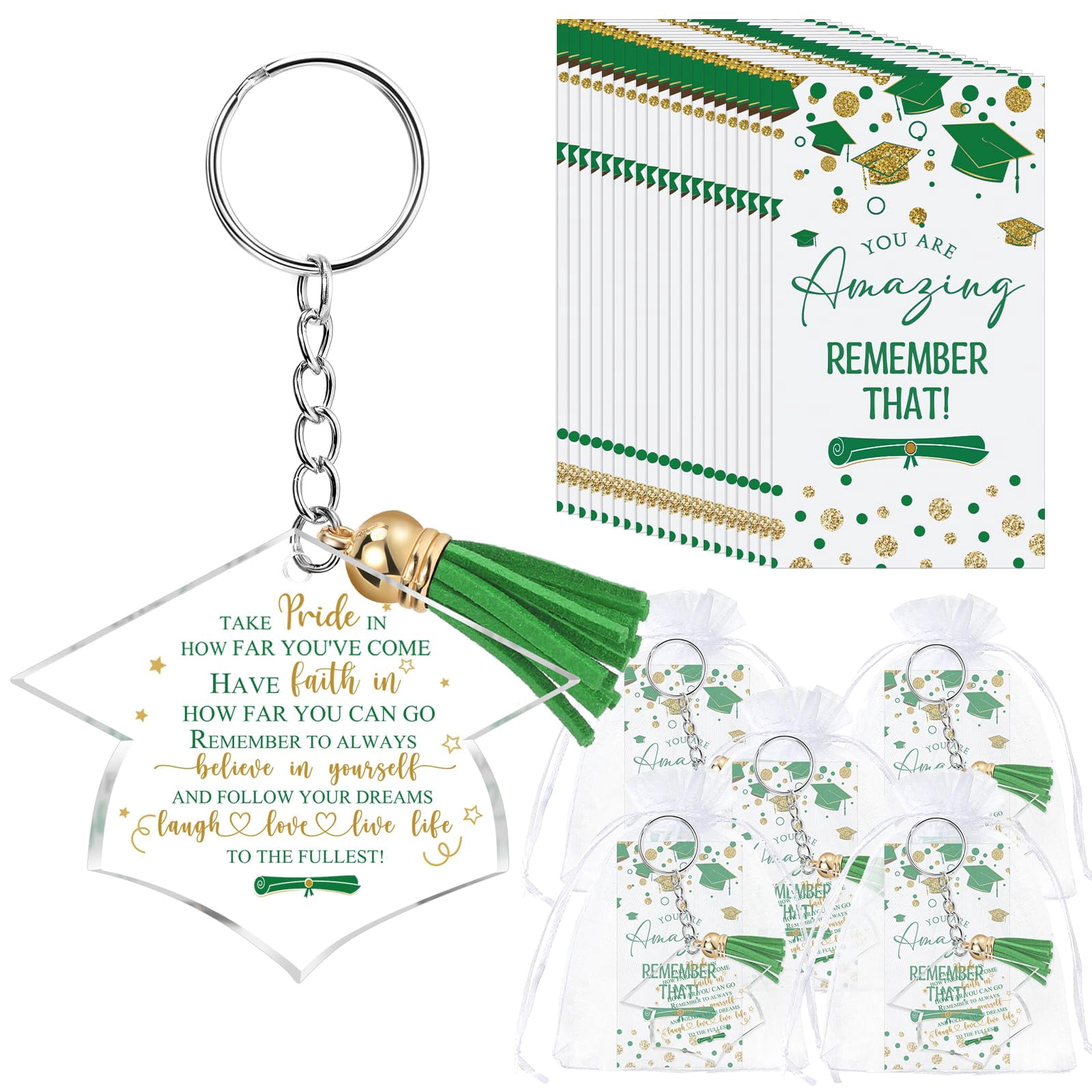 Chunful 24 Sets Inspirational IFF17 Keychain Gifts Cards ...