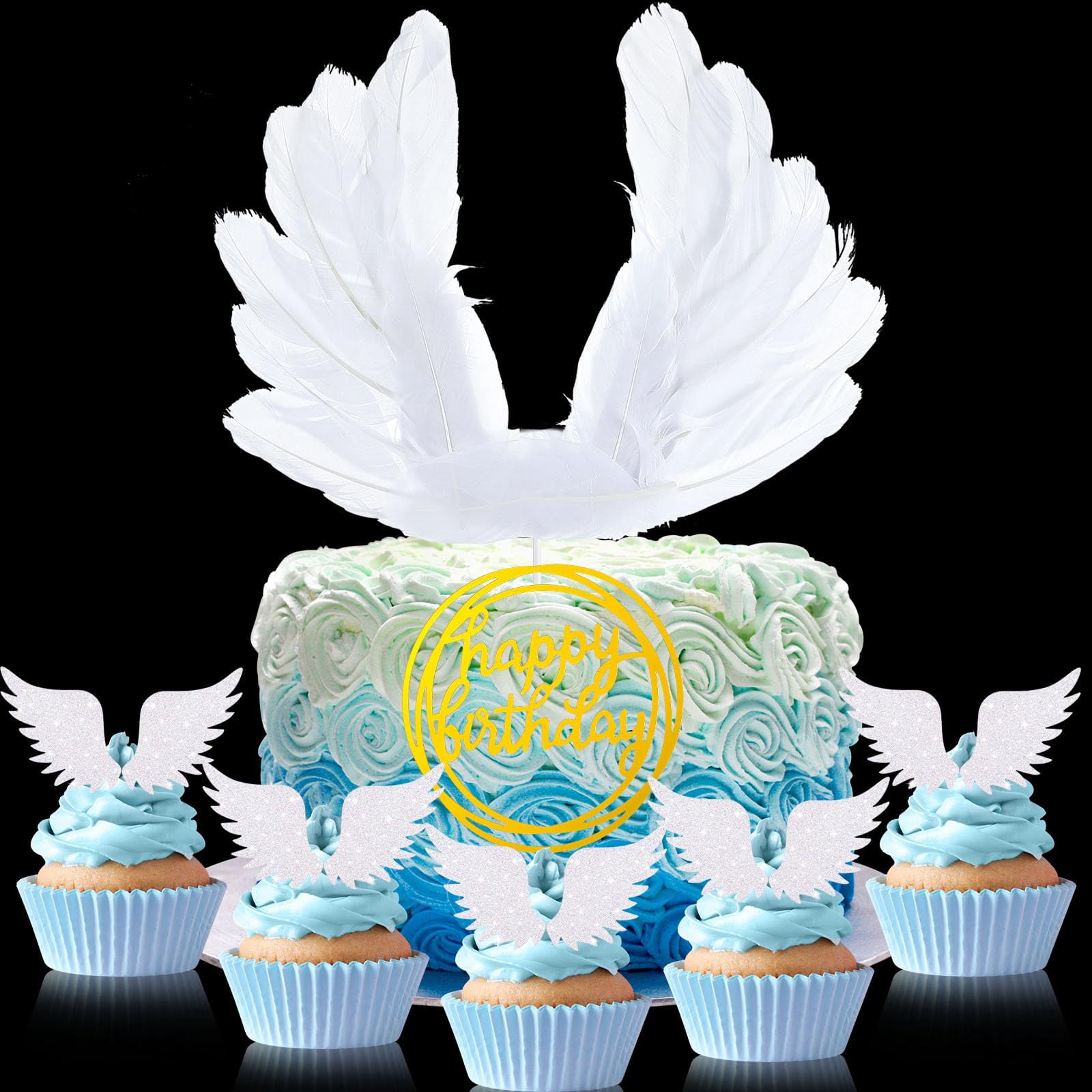 Chunful 51 Pieces SCH4 Angel Cake Topper White Angel Cupcake Toppers ...