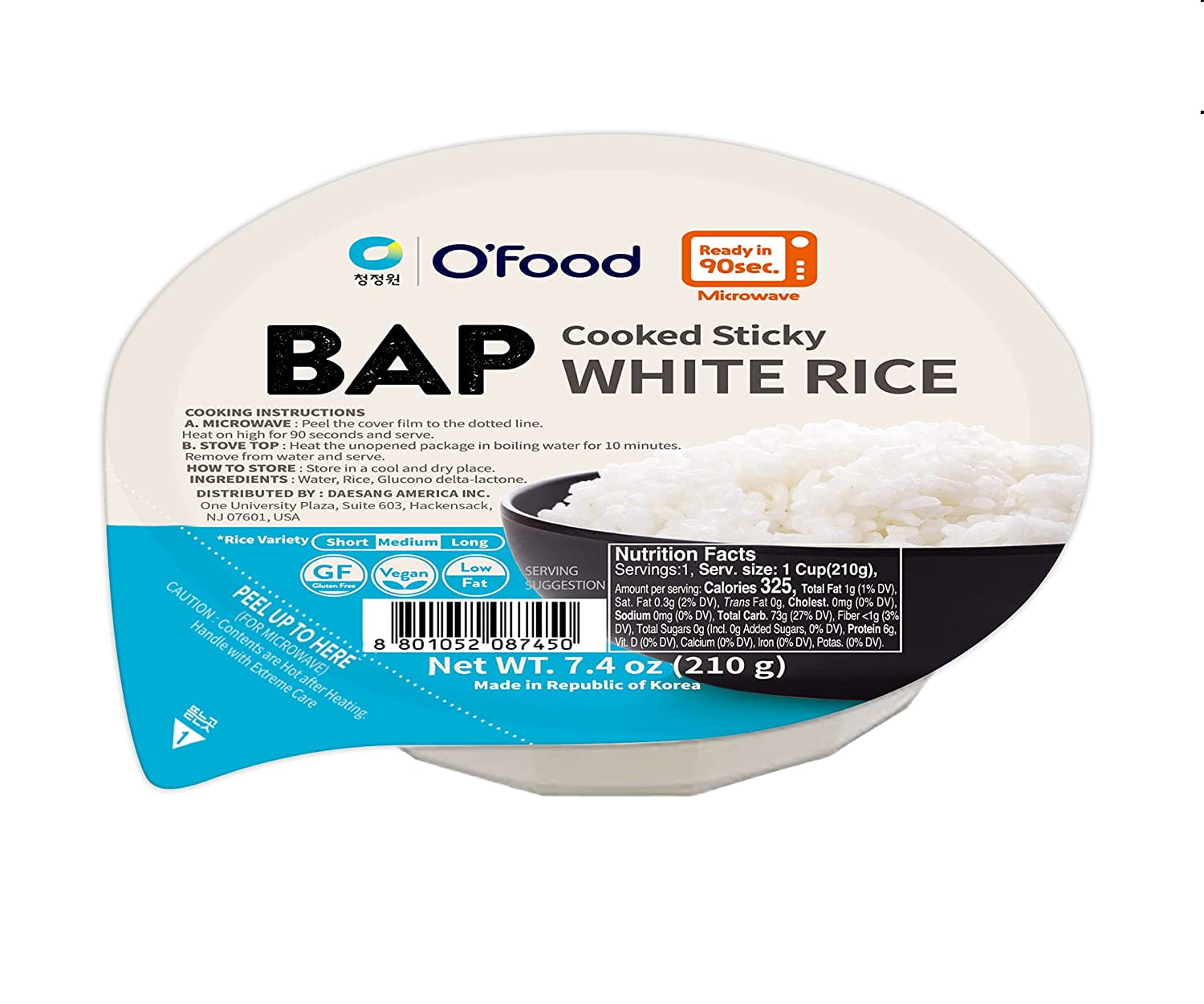 Chungjungone Cooked Sticky White Rice, Ready to Eat, Microwave Safe ...
